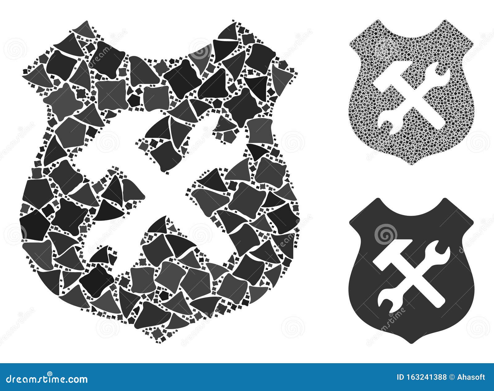 Shield Options Composition Icon of Ragged Pieces Stock Illustration ...