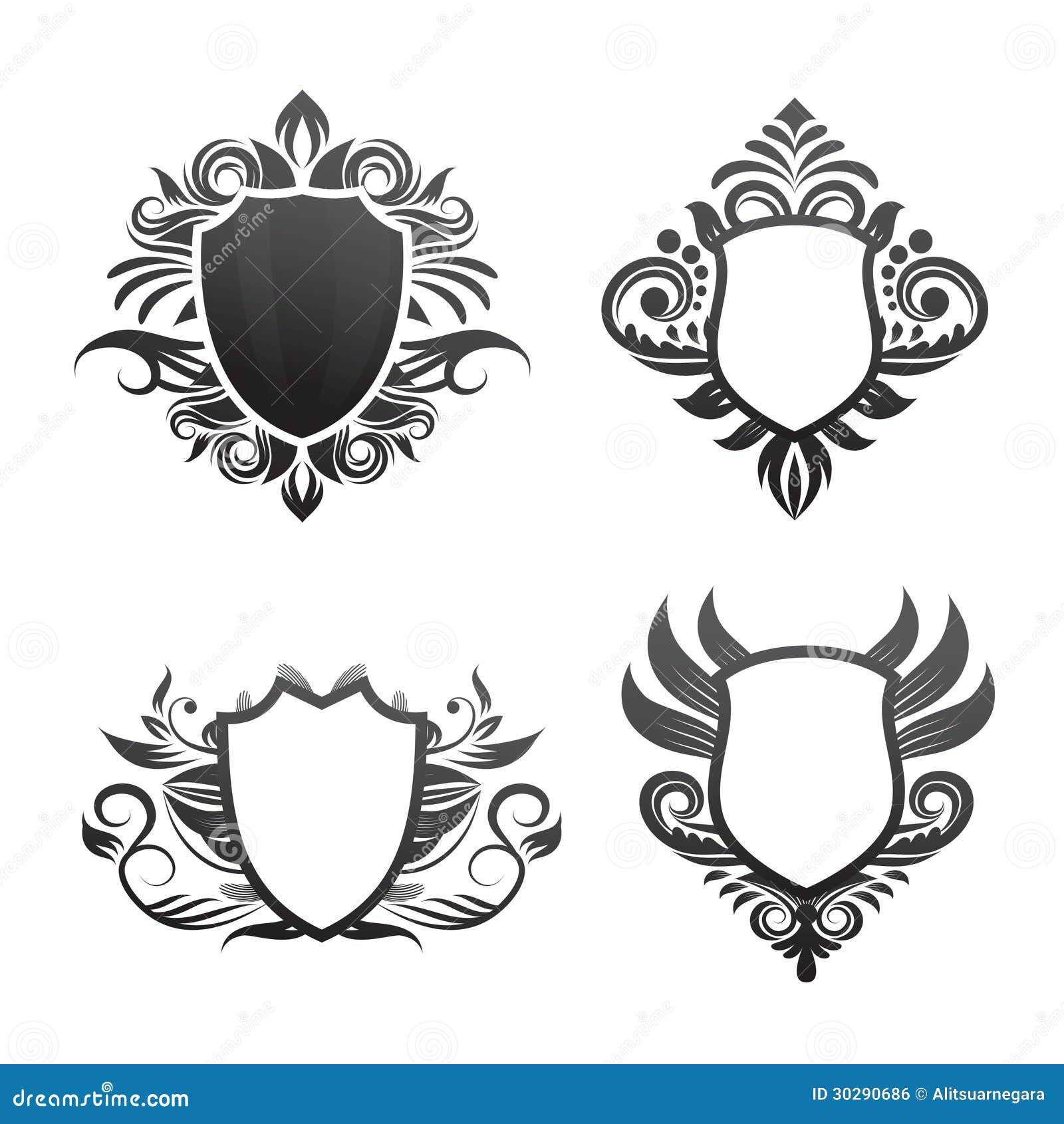 Shield ornament set vector stock vector. Illustration of placard - 30290686
