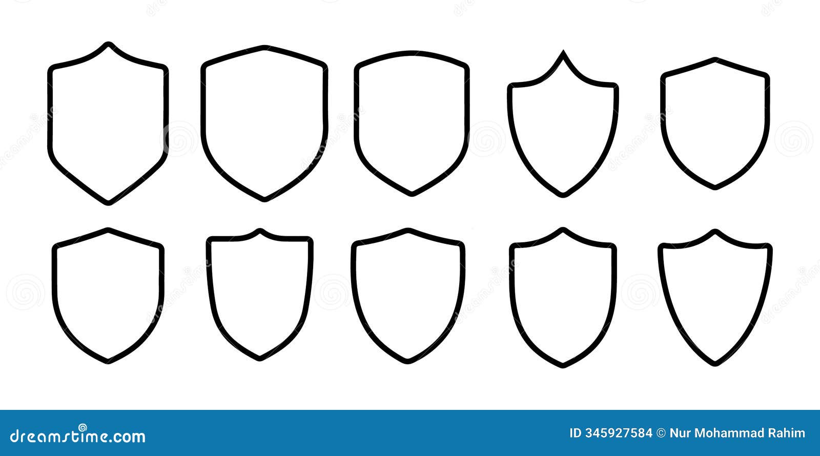 Shield Outline Icon Set Vector Stock Vector - Illustration of badge ...