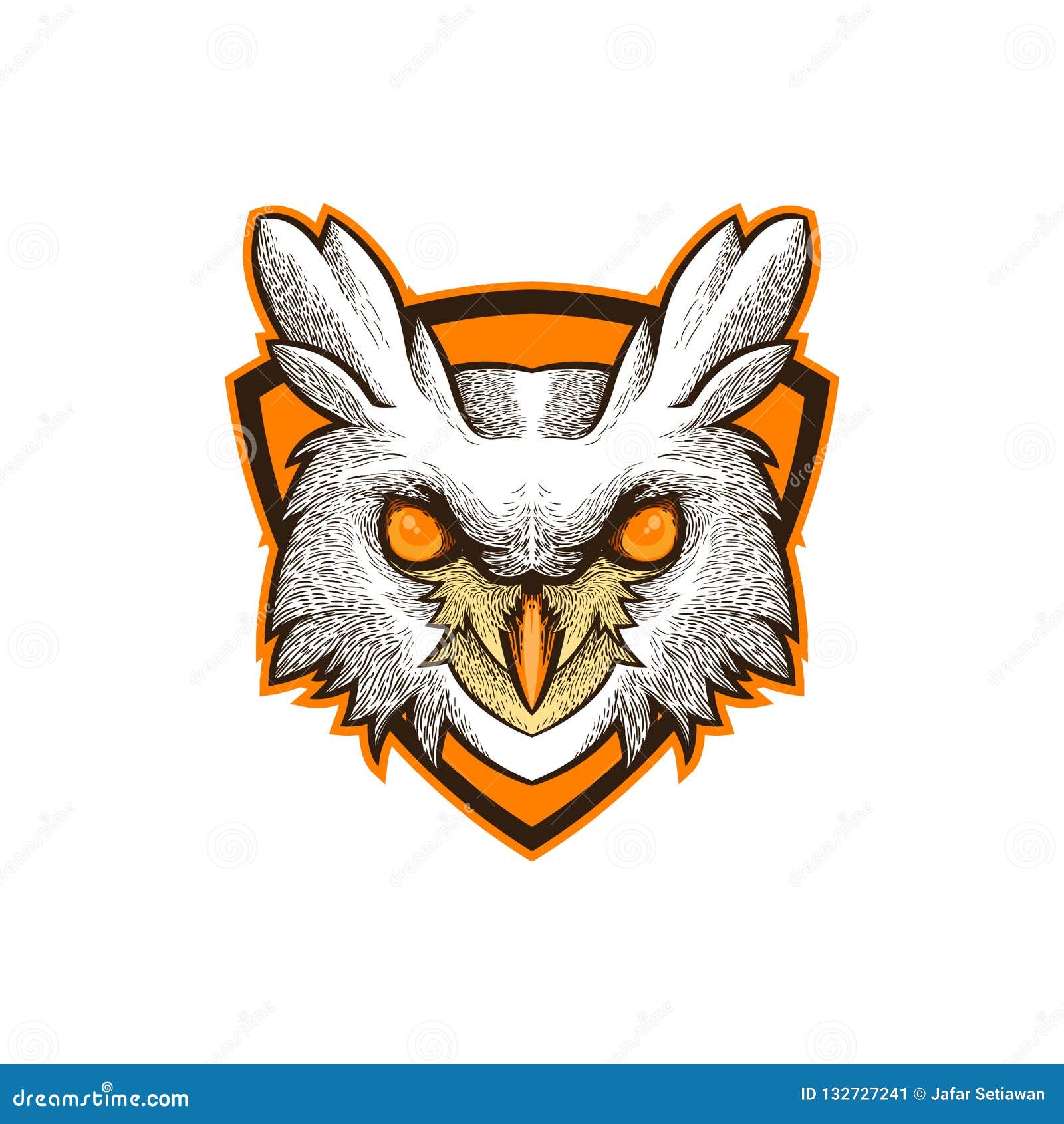 Shield Owl Head Illustration Stock Illustration - Illustration of head ...