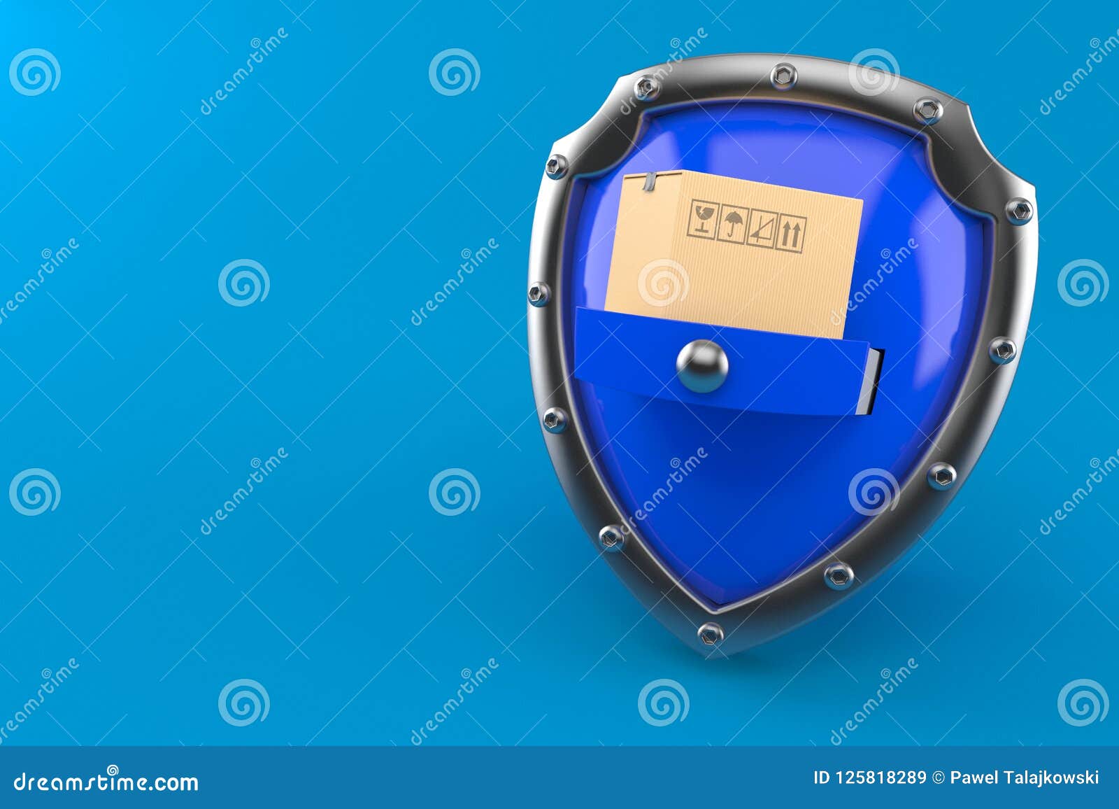 Shield with package box stock illustration. Illustration of defensive ...