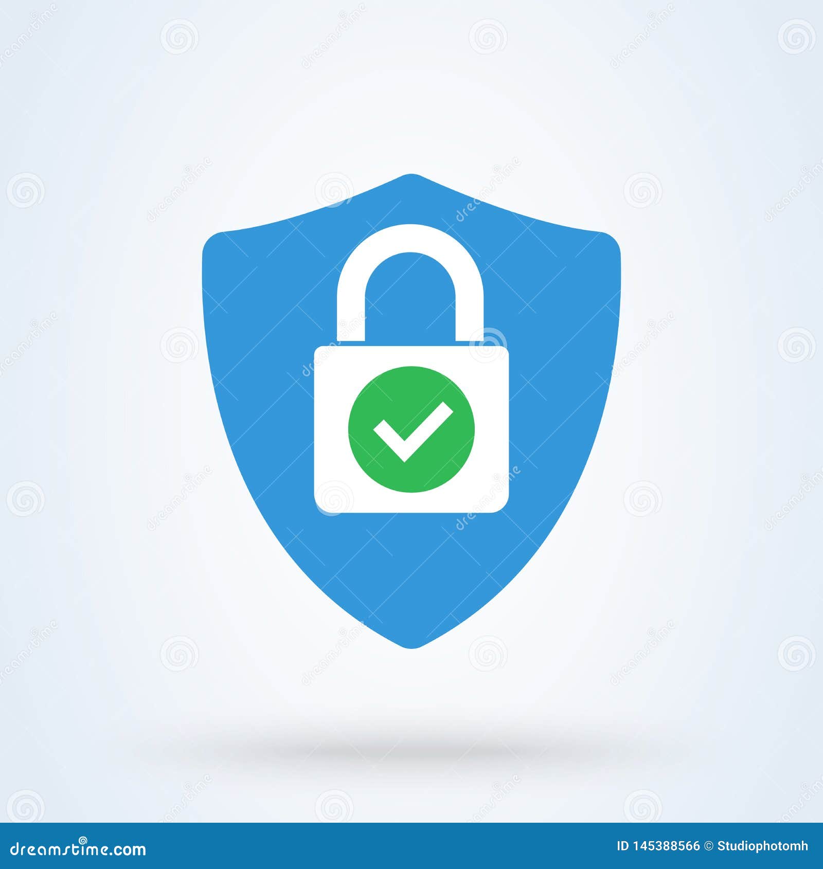 Shield with Padlock and Check Mark. Modern Flat Vector Icon Stock ...