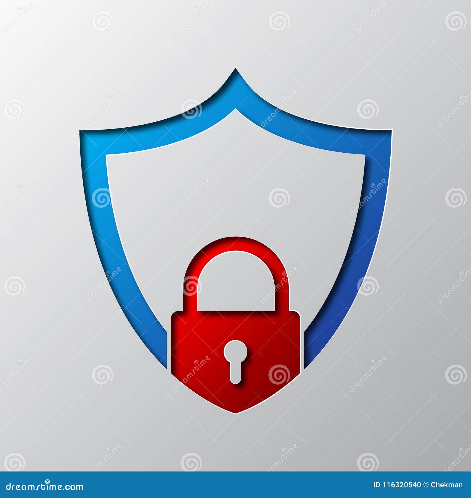 A Shield with Padlock is Cut from Paper. Vector Illustration Stock ...