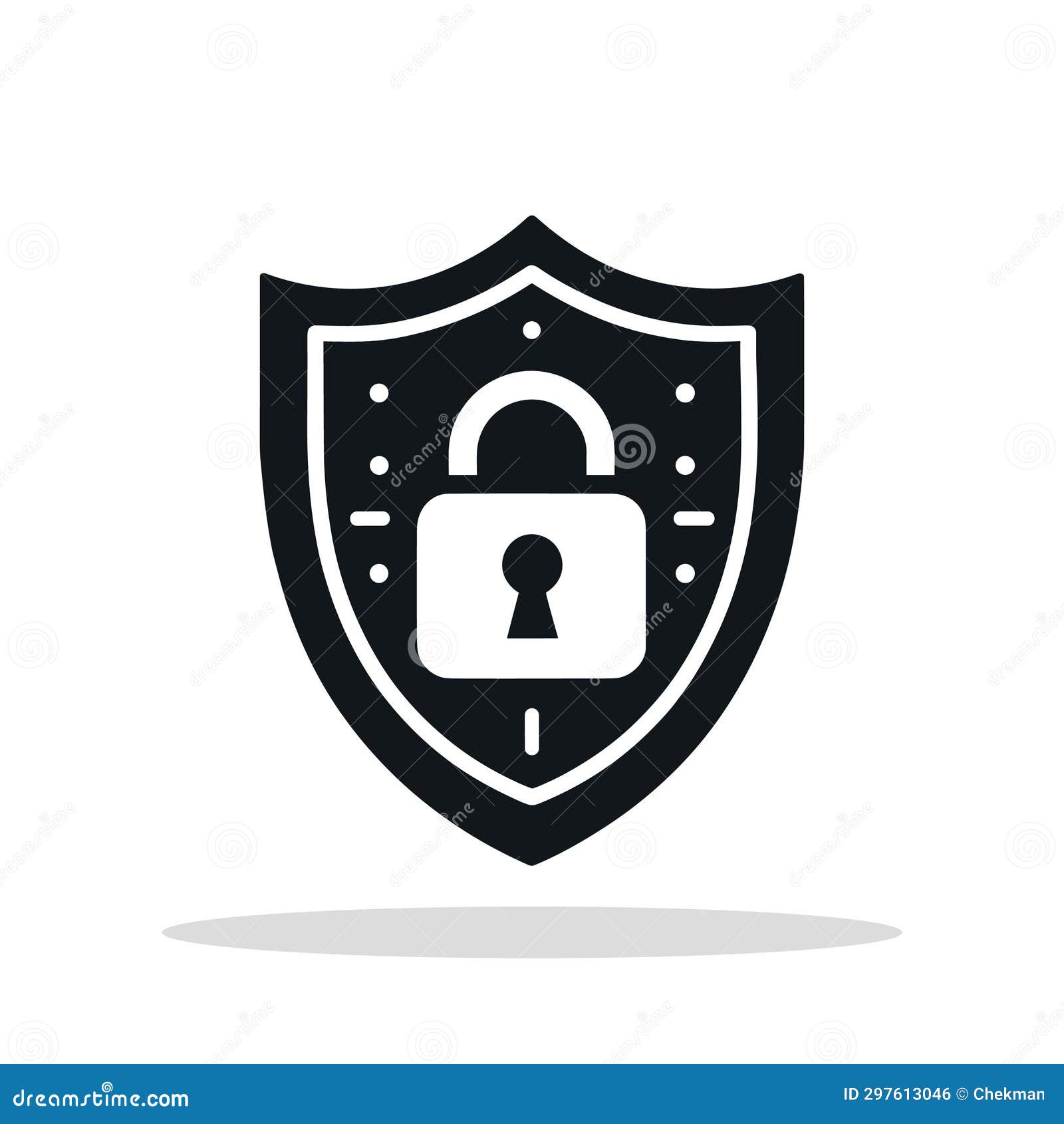 Shield and Padlock Icon. Black Shield with Padlock Symbol Stock Vector ...