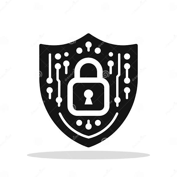 Shield and Padlock Icon. Black Shield with Padlock Symbol Stock Vector ...