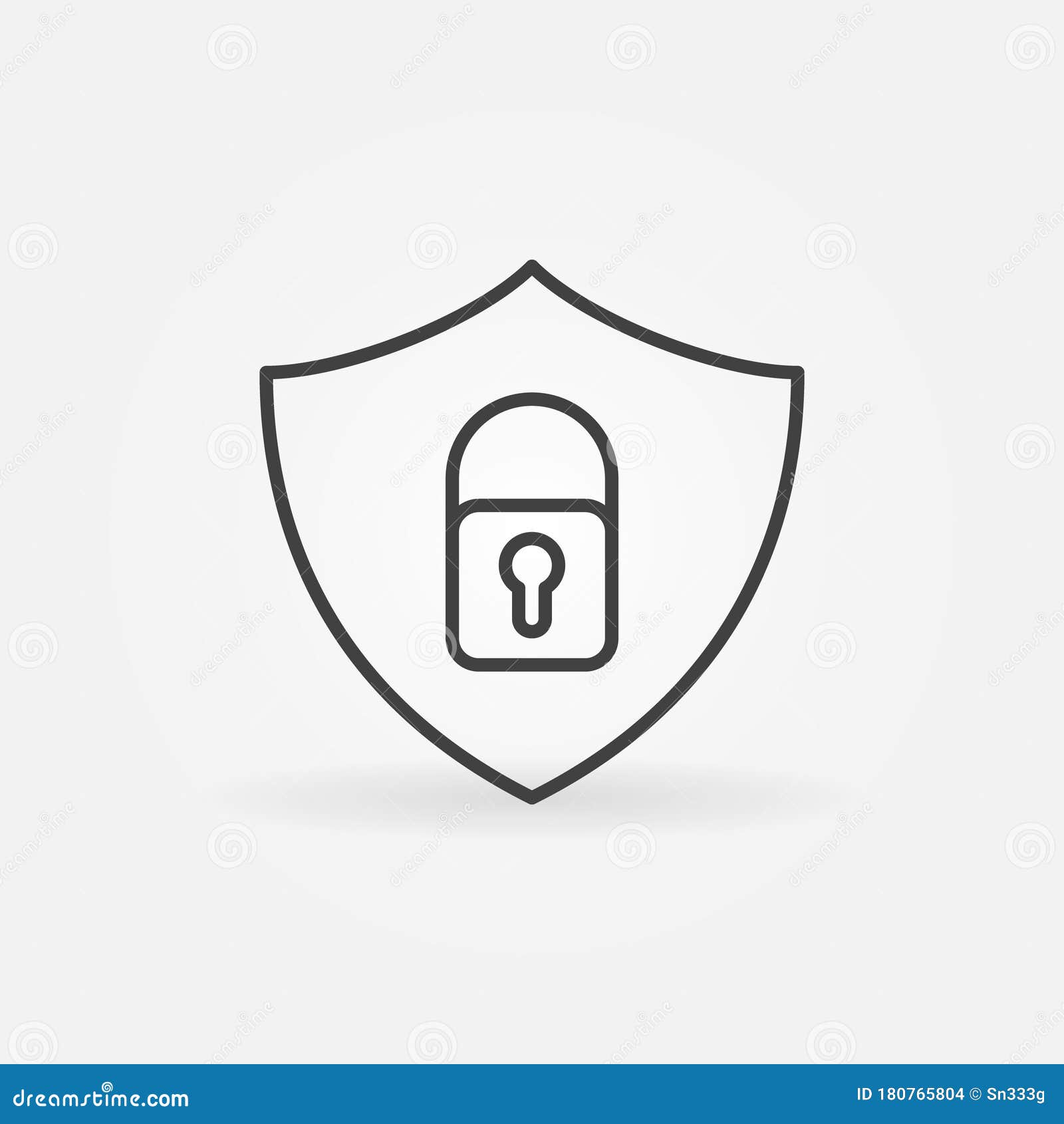 Shield with Padlock Linear Icon. Vector Security Outline Symbol Stock ...