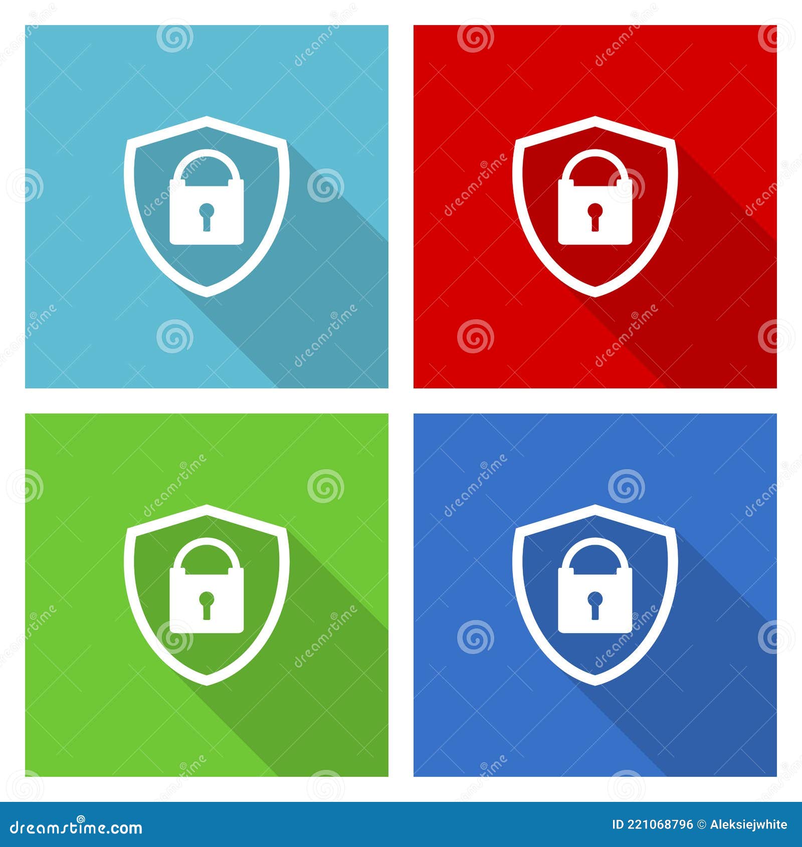 Shield with Padlock Vector Icon, Set of Flat Design Symbols in Eps 10 ...