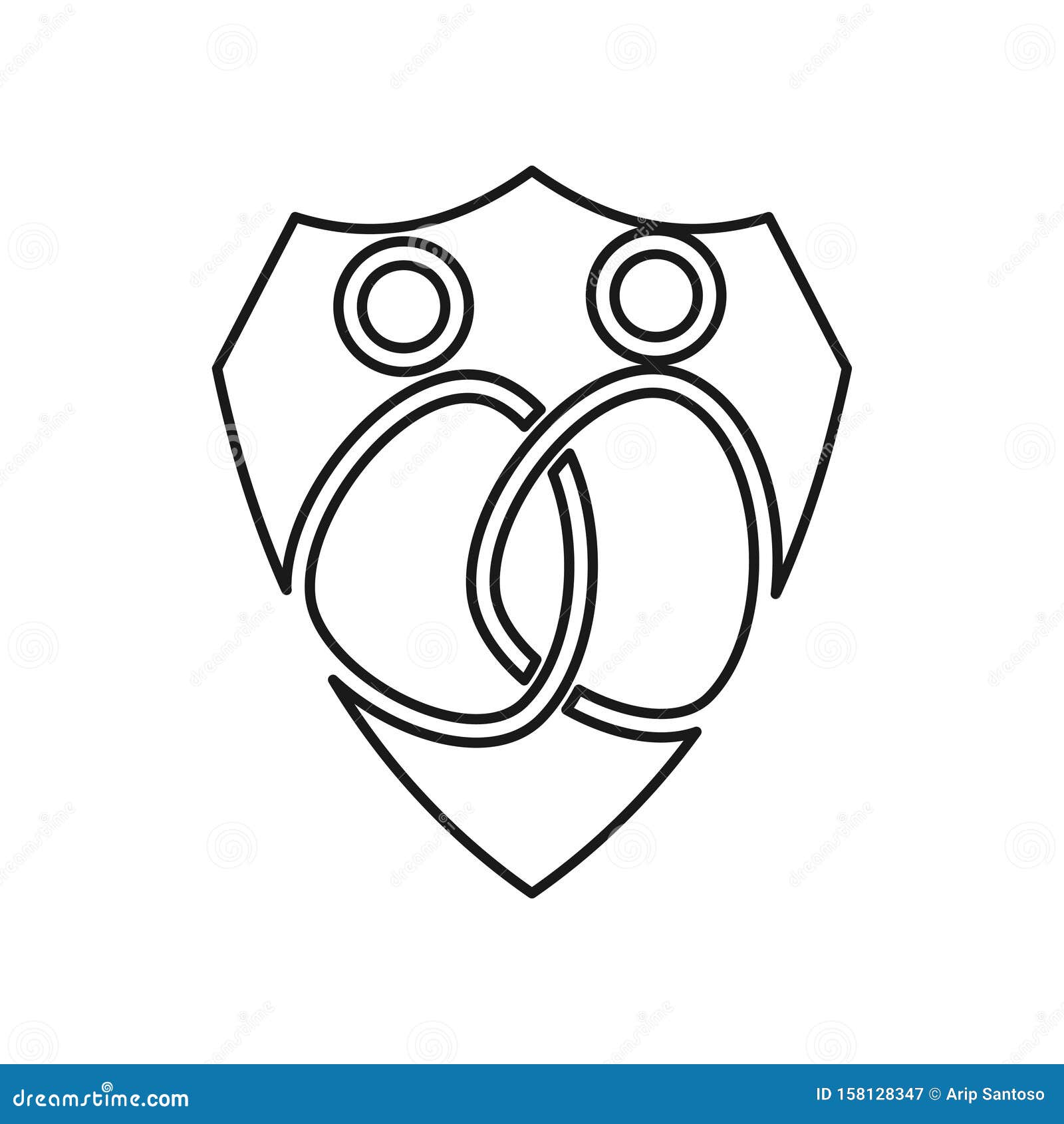 Shield People Secure Commitment Teamwork Together Outline Logo Stock ...