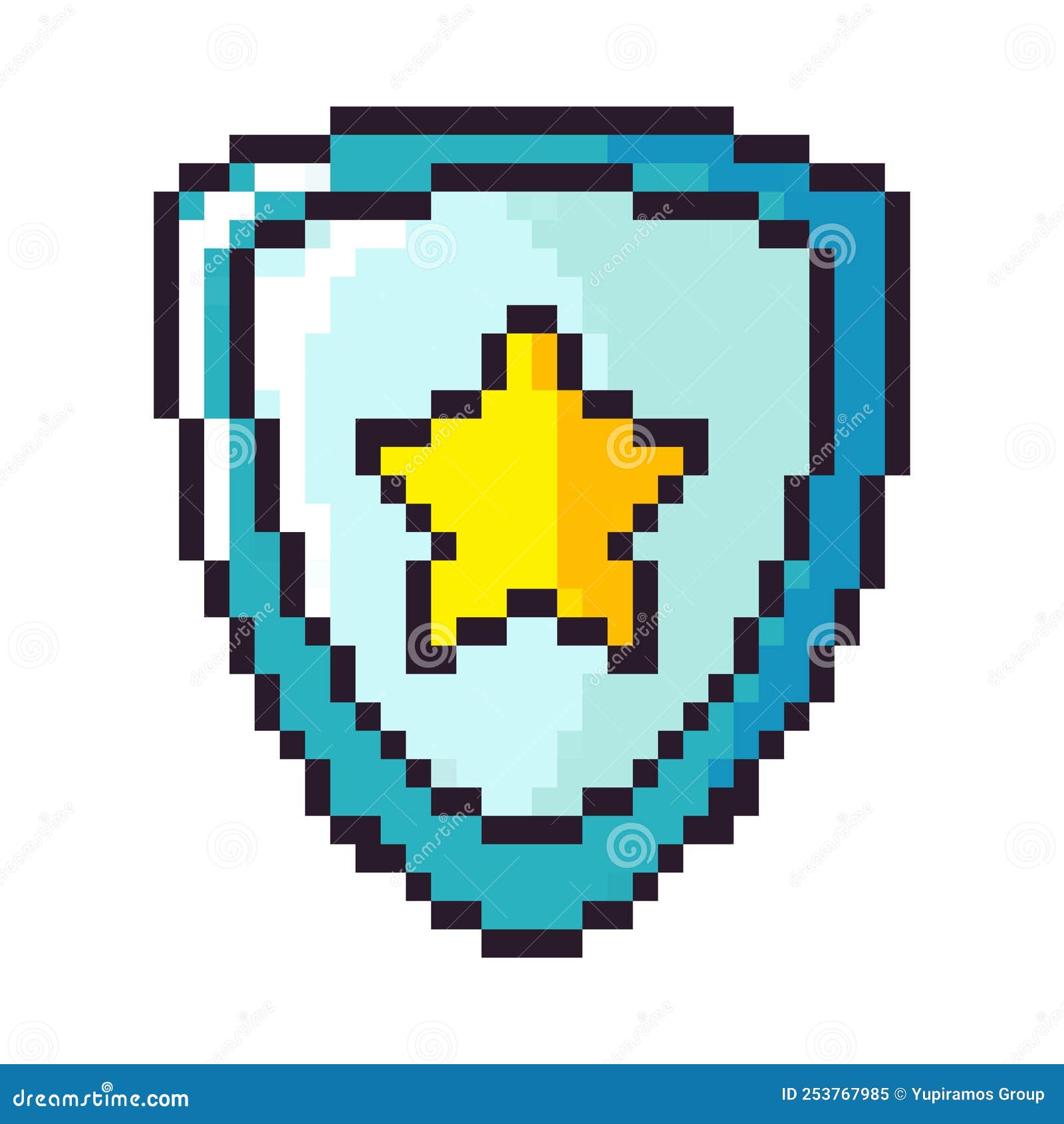 Shield pixel art stock vector. Illustration of bright - 253767985