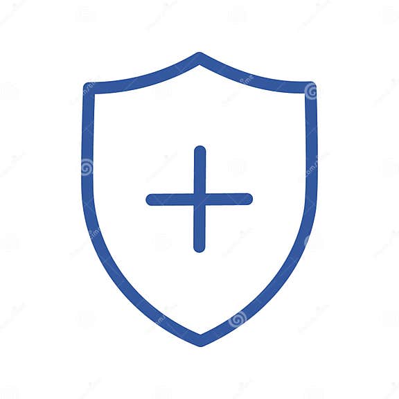 Shield Plus Icon. Blue Shield Icon with a Plus Sign Inside Stock Vector ...