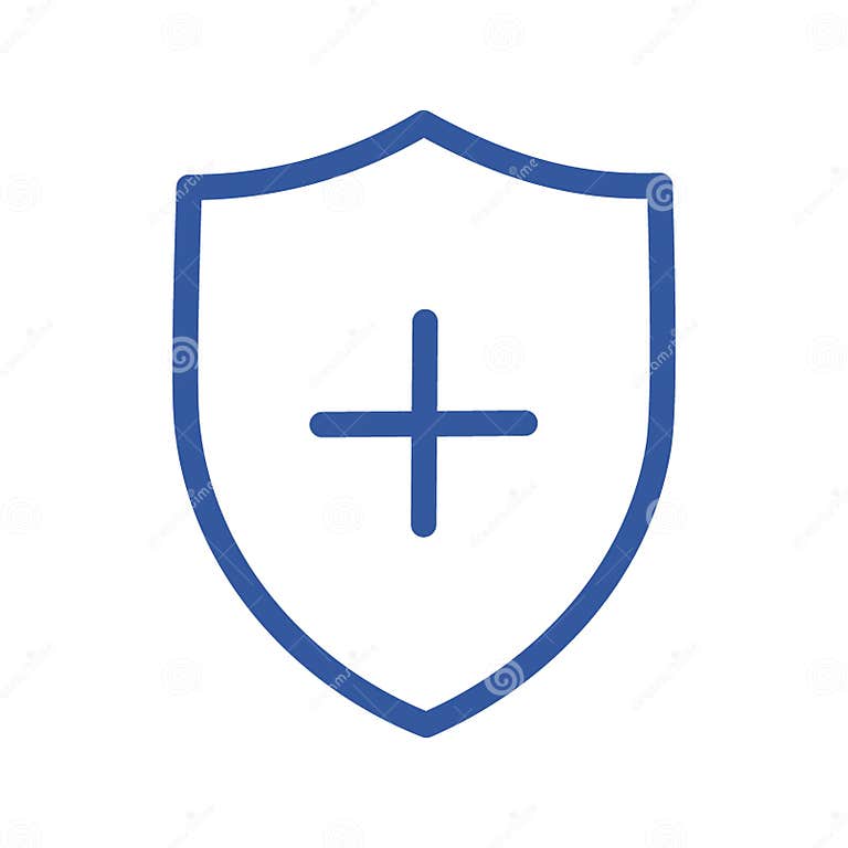 Shield Plus Icon. Blue Shield Icon with a Plus Sign Inside Stock Vector ...