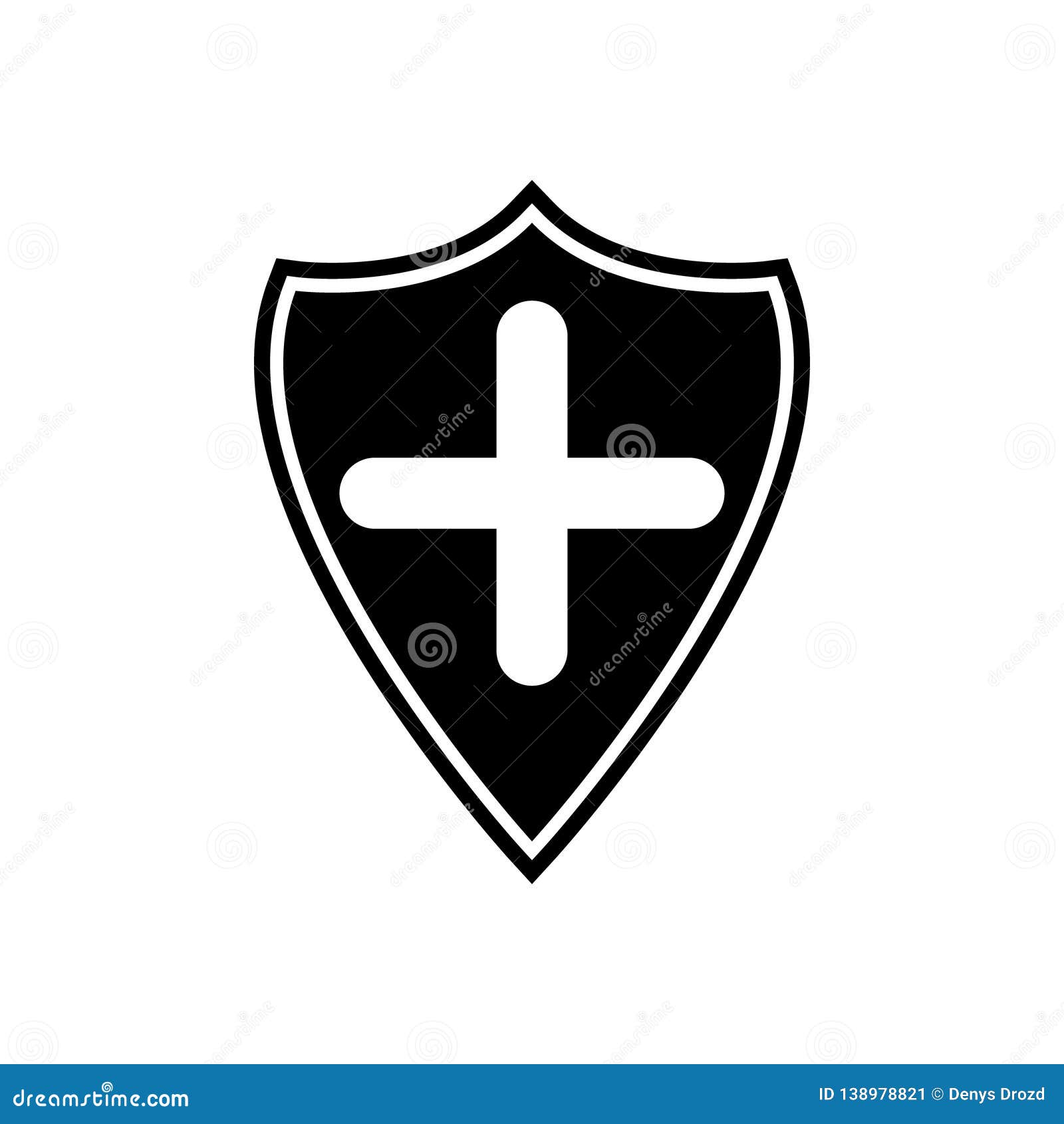 Shield and Plus Mark Icon Vector Illustration Stock Vector ...