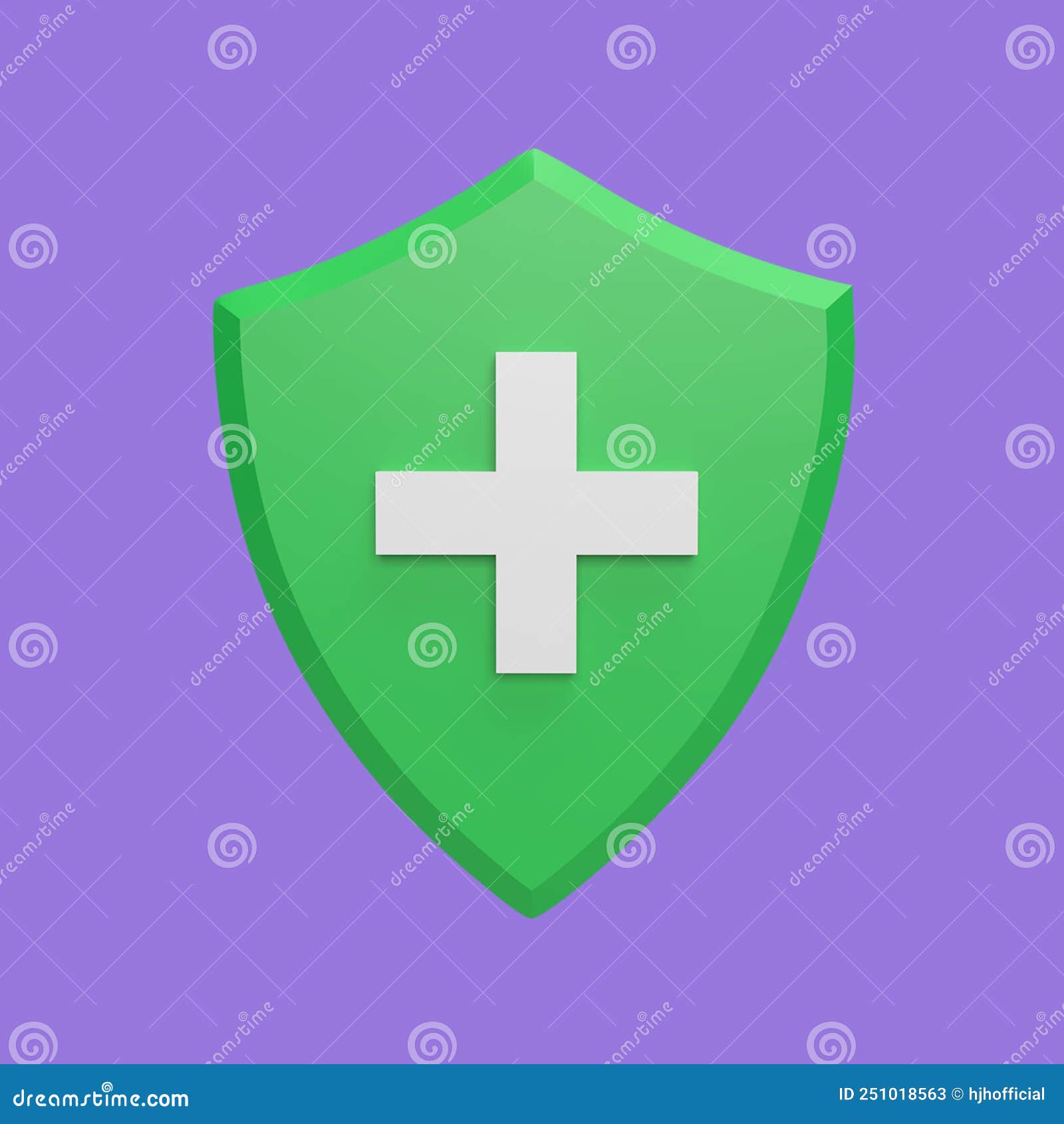 Shield with Plus Symbol 3d Icon Model Cartoon Style Concept. Render ...
