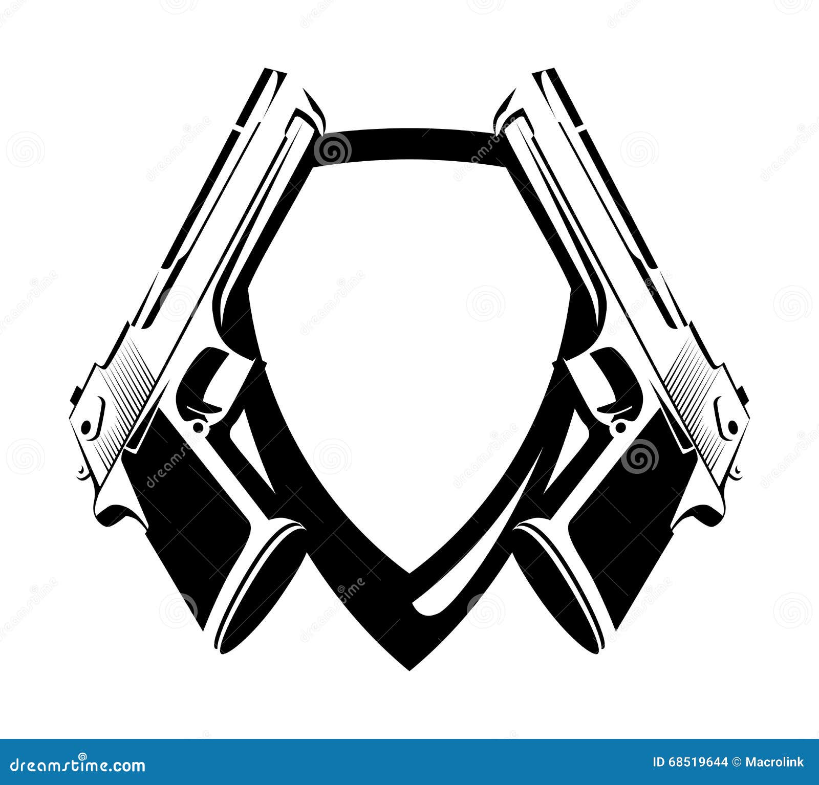 Shield with Power Guns stock vector. Illustration of force - 68519644