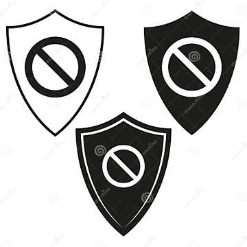 Shield with Prohibition. No Entry Icon. Black Restriction Symbol ...