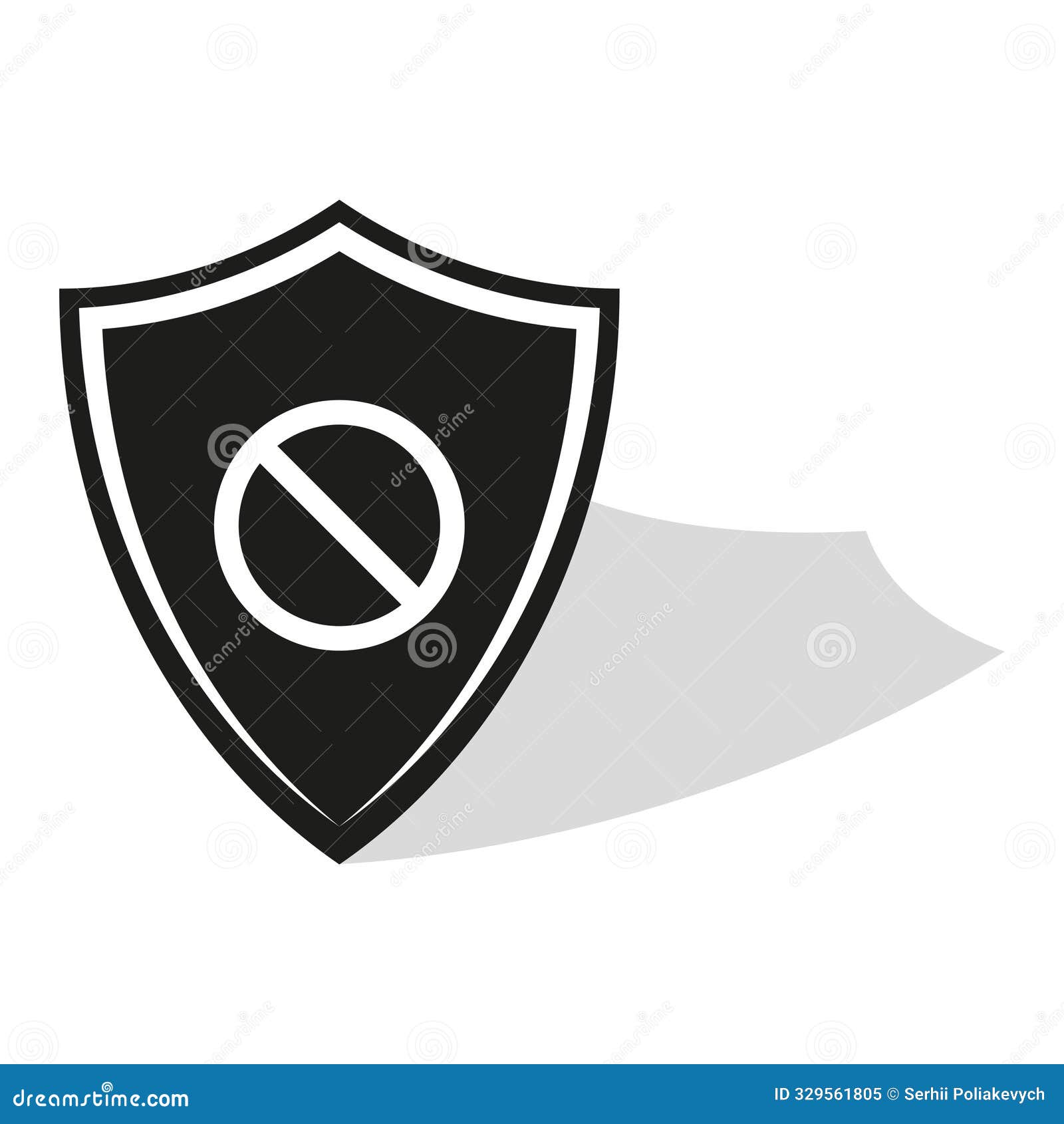 Shield With Prohibition. No Entry Icon. Black Restriction Symbol ...