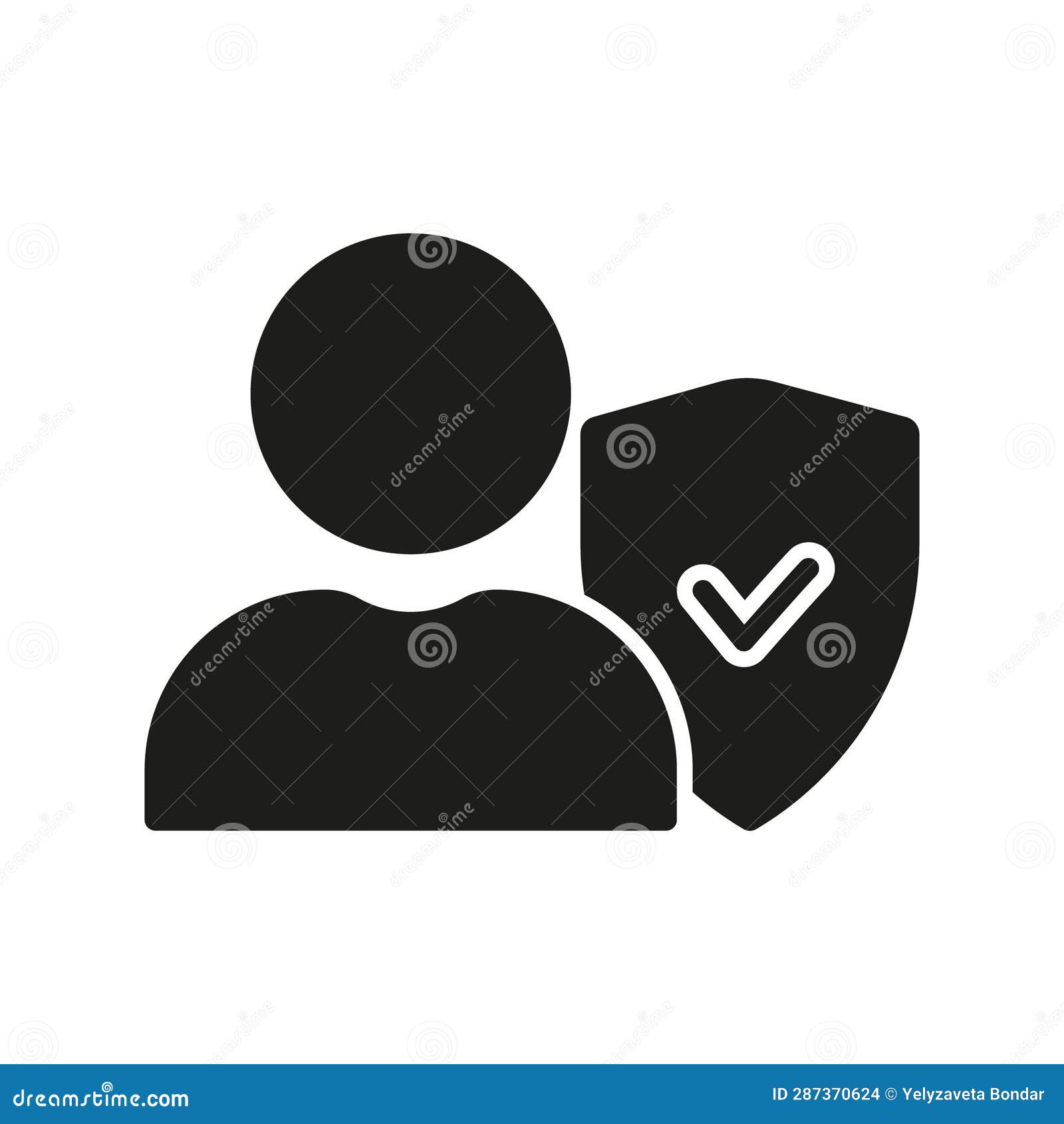 Shield Protect Person Silhouette Icon. User Security Authentication ...