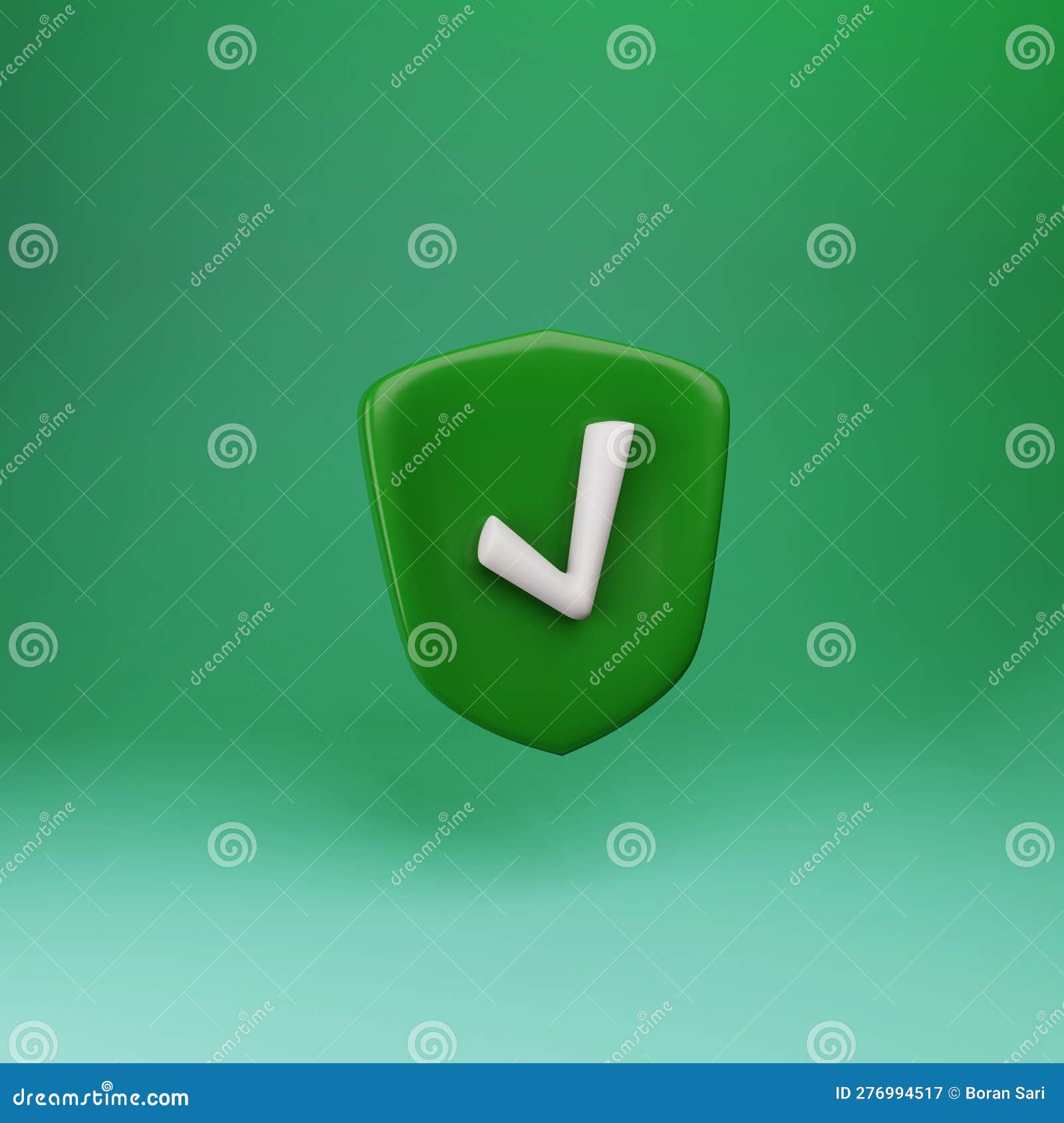 Shield Protected Icon with Check Simple 3d Illustration on Pastel ...