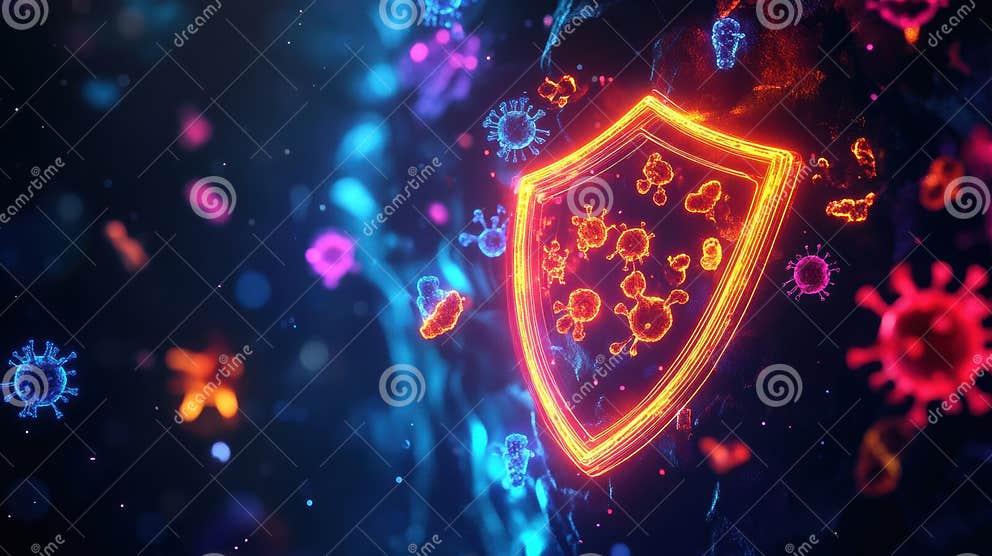 Shield Protecting Against Harmful Microbes in a Digital Visualization ...