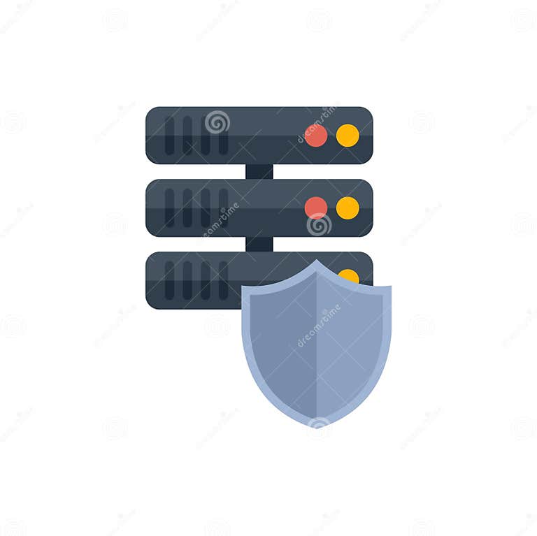 Shield Protecting Server Rack Icon, Data Security Concept Illustration ...
