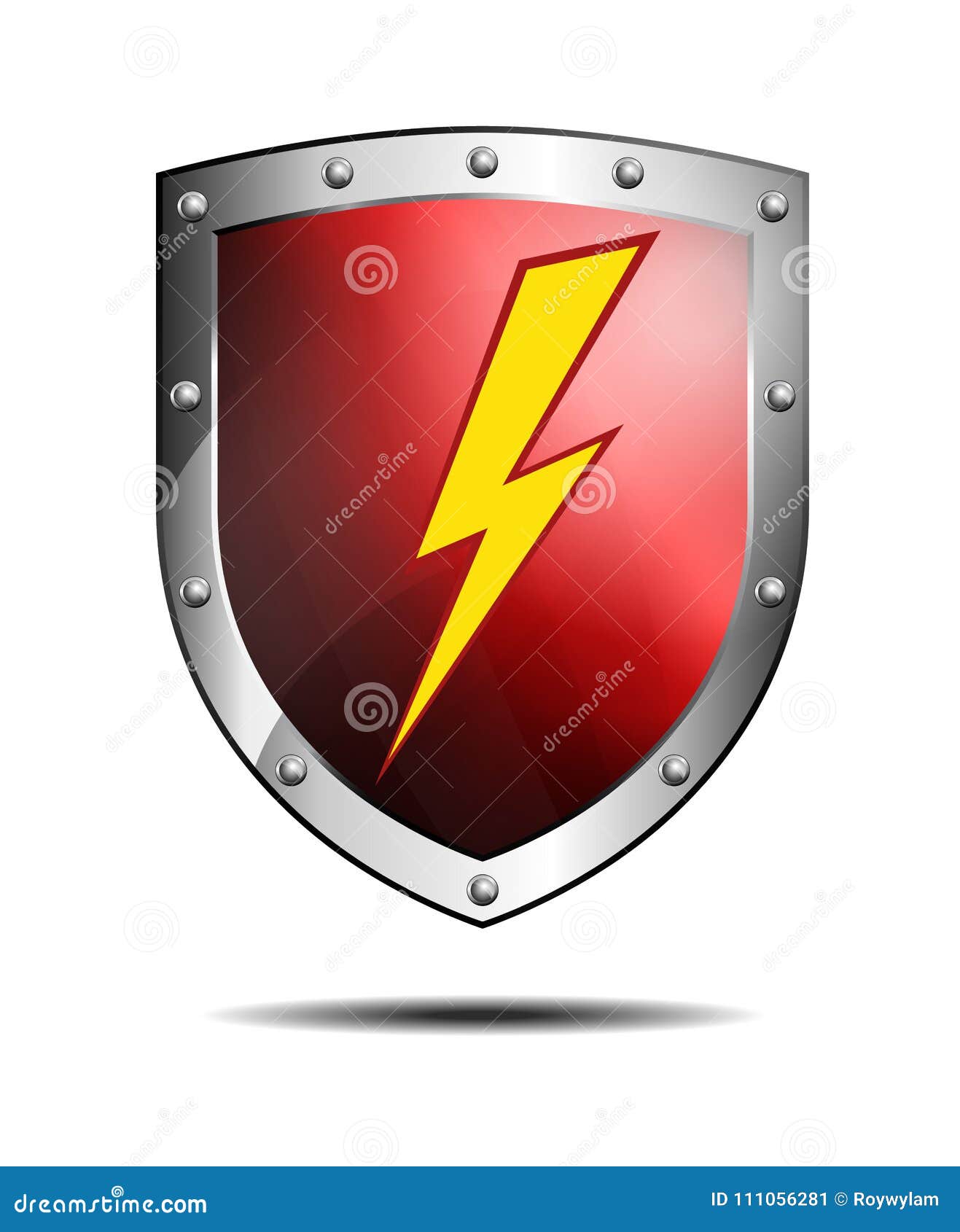 Deep Red Shield with Lightning Bolt Safeguard Icon or Symbol Stock ...