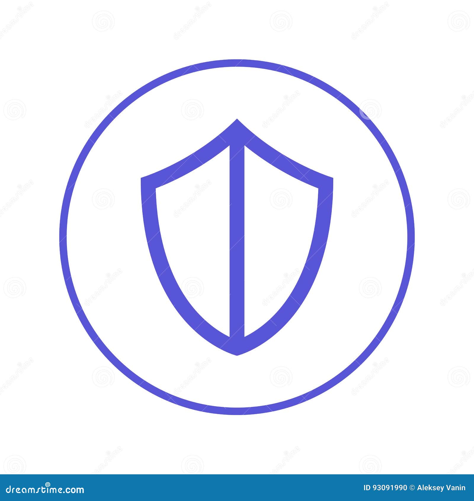 Shield, Protection Circular Line Icon. Round Sign. Flat Style Vector ...