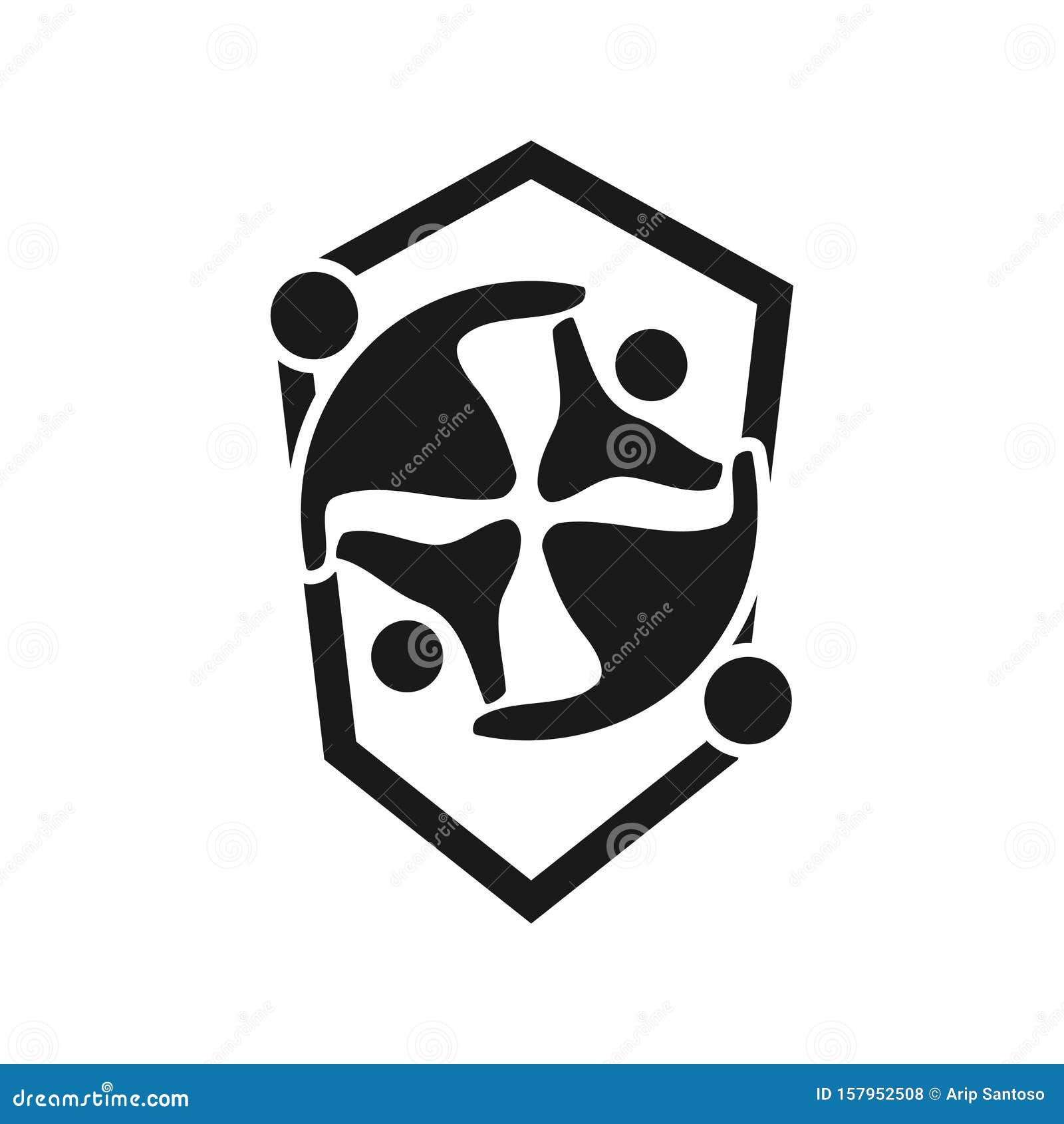 Shield Protection Commitment Teamwork Together Black Logo Stock Vector - Illustration of icon ...