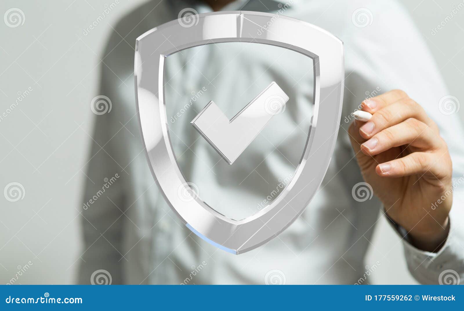 A Shield Protection Concept Holding in Hand Stock Photo - Image of ...