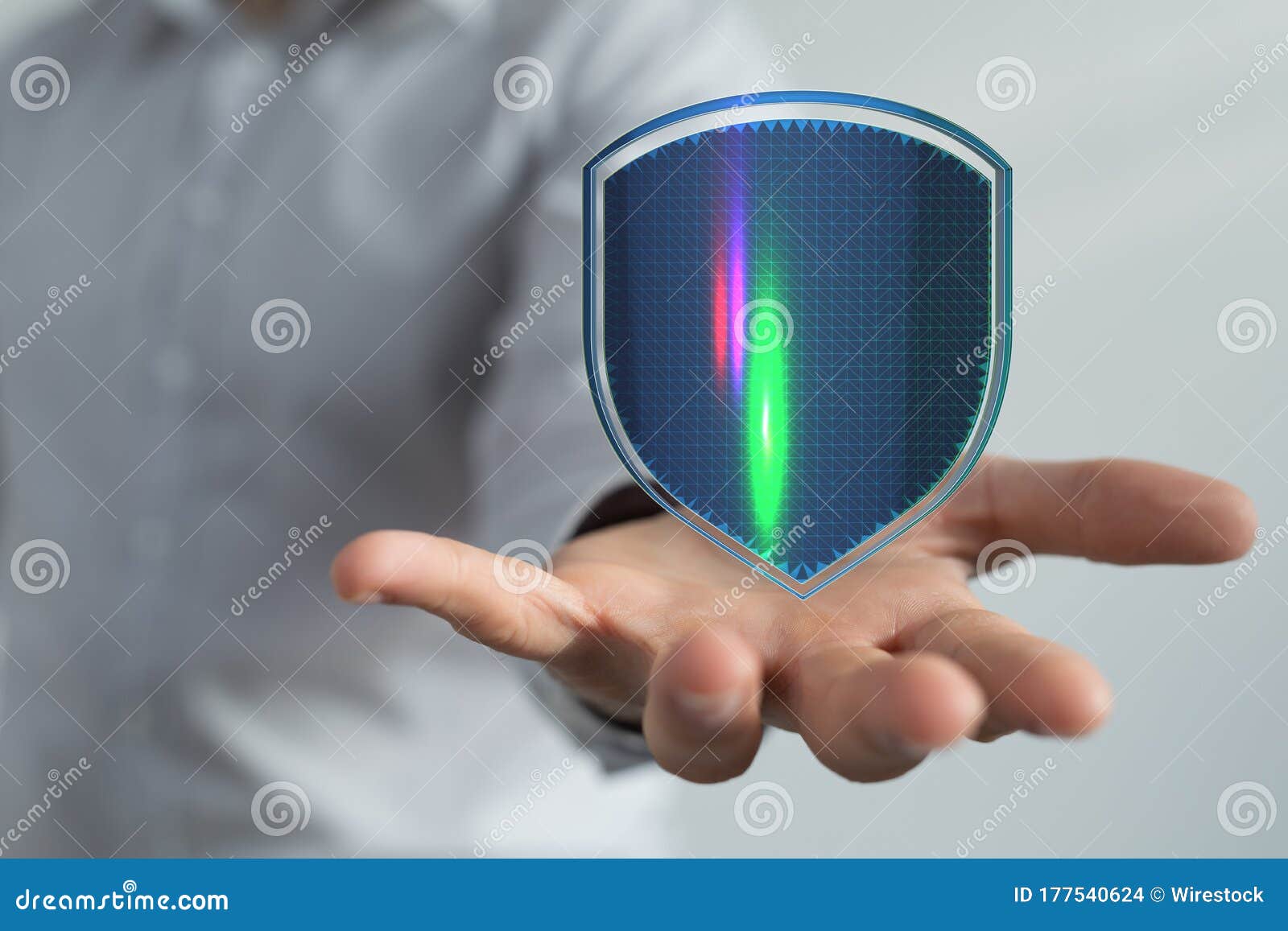 A Shield Protection Concept Holding in Hand 3d Stock Photo - Image of ...
