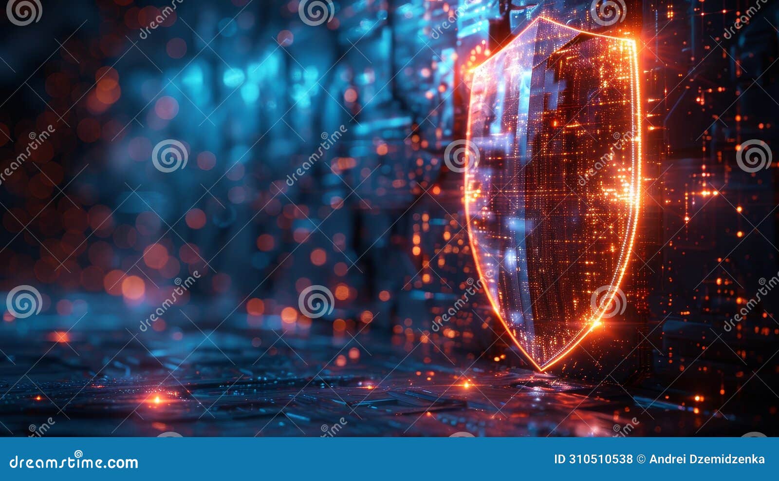 Shield Protection Concept with Particle Light Effect in Futuristic ...