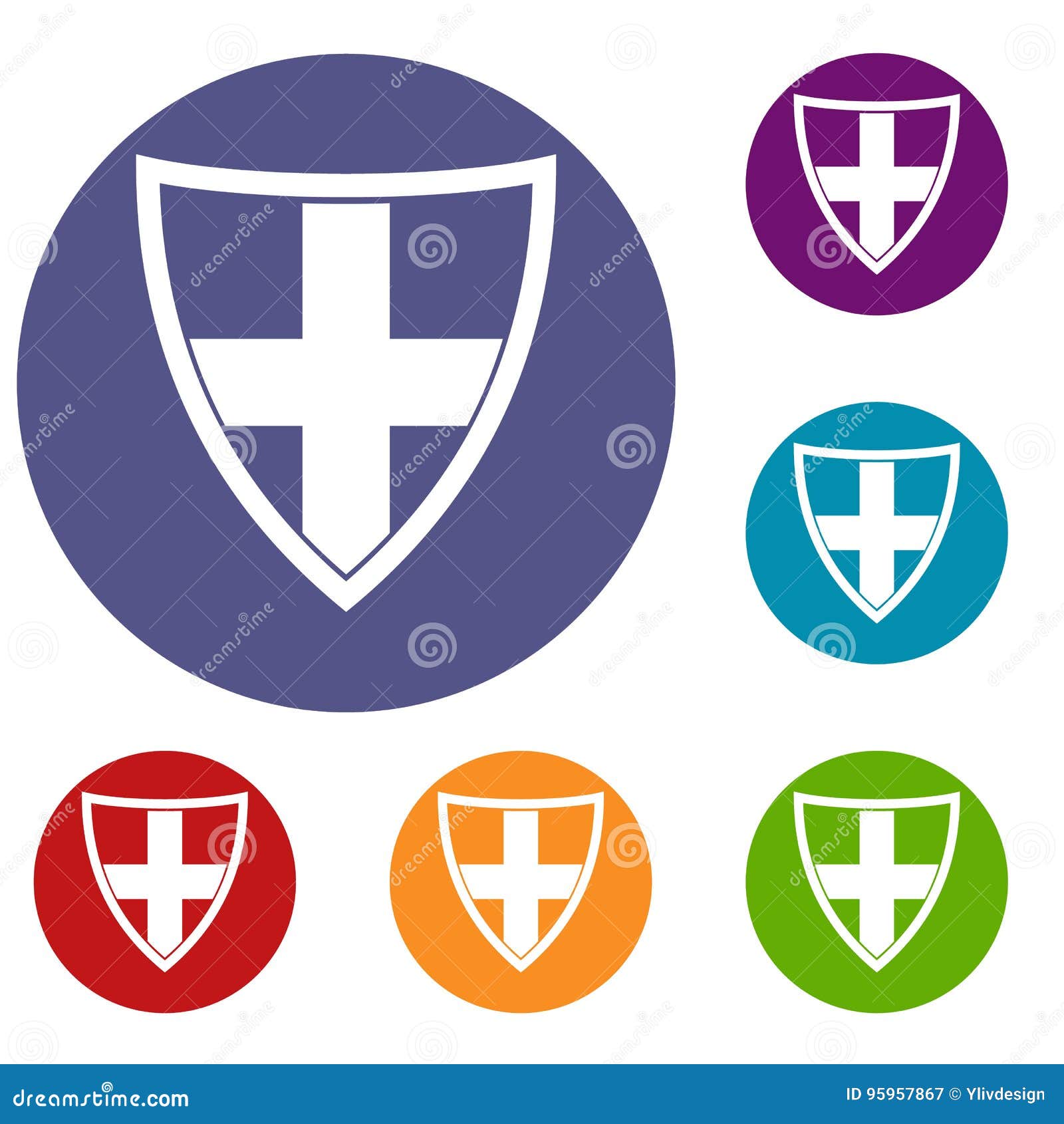 Shield for Protection Icons Set Stock Vector - Illustration of fencing ...