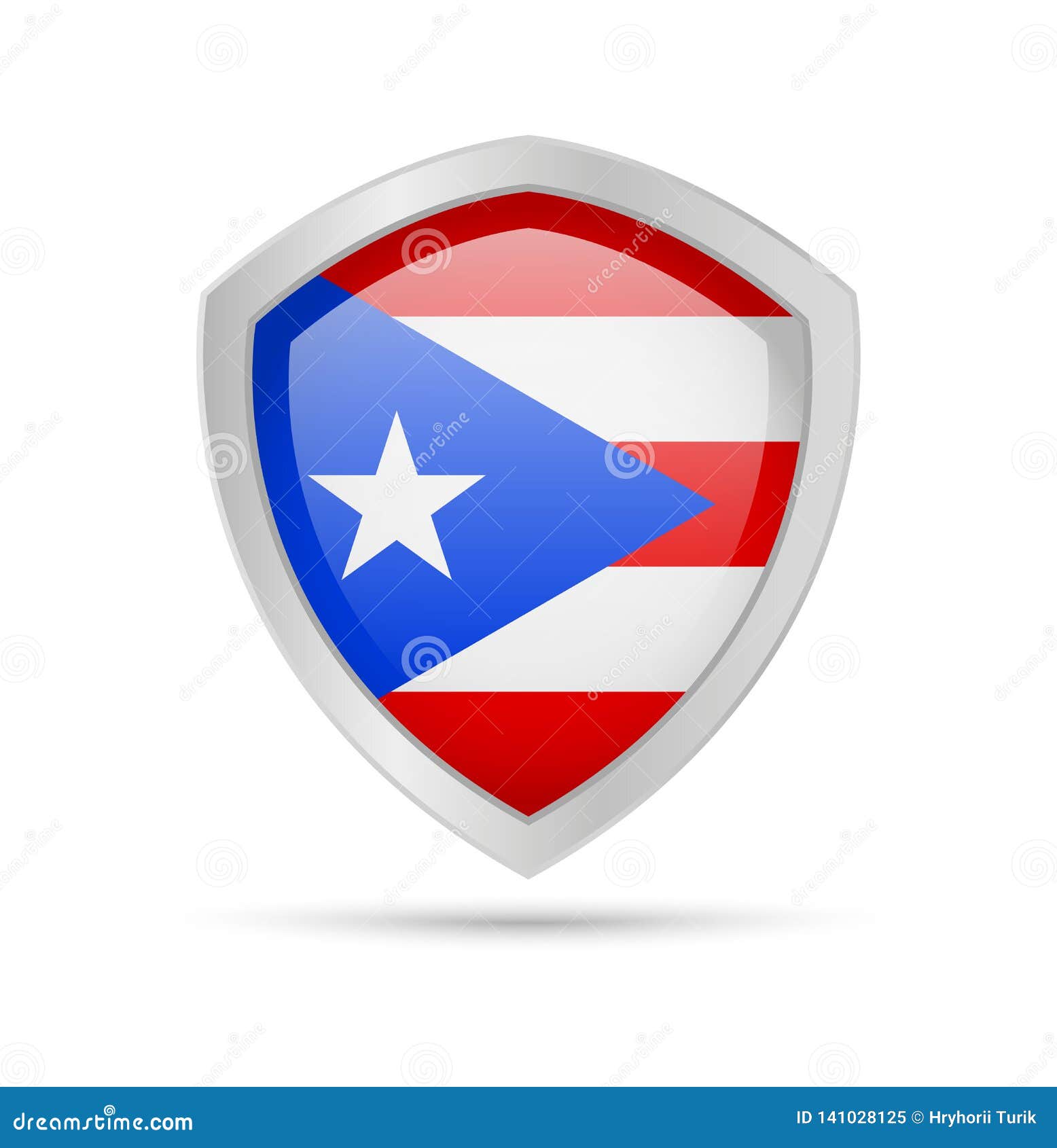 Shield with Puerto Rico Flag on White Background Stock Illustration ...