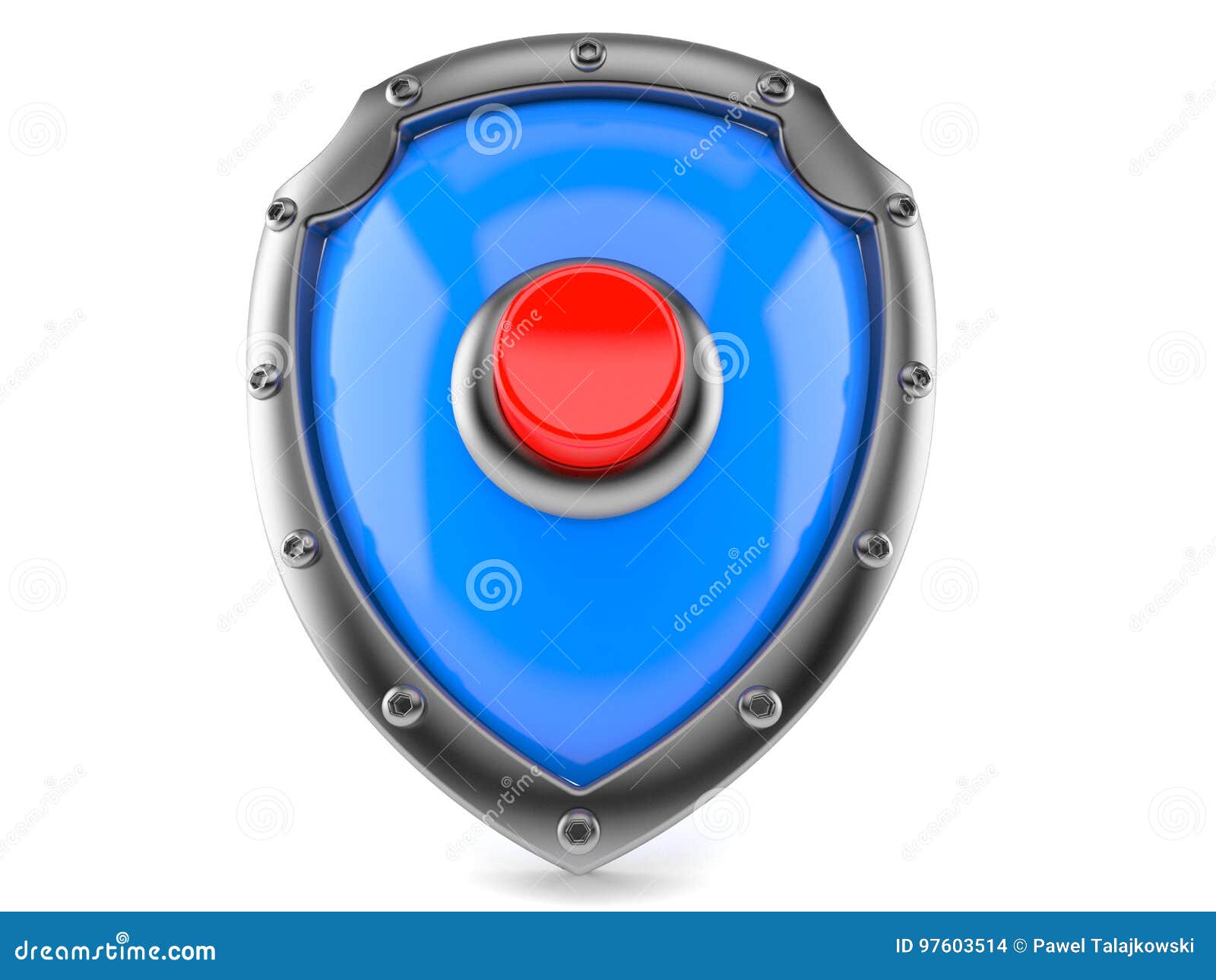 Shield with push button stock illustration. Illustration of shiny ...