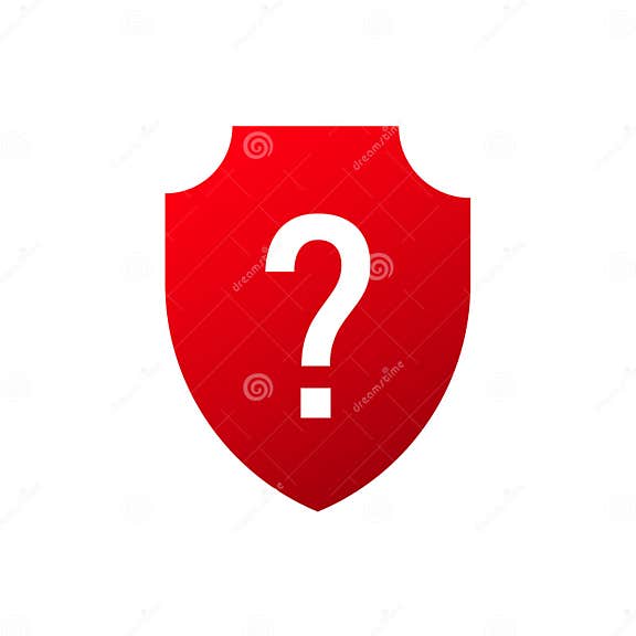 Shield Question Mark Icon. Red Protection Faq Stock Illustration ...