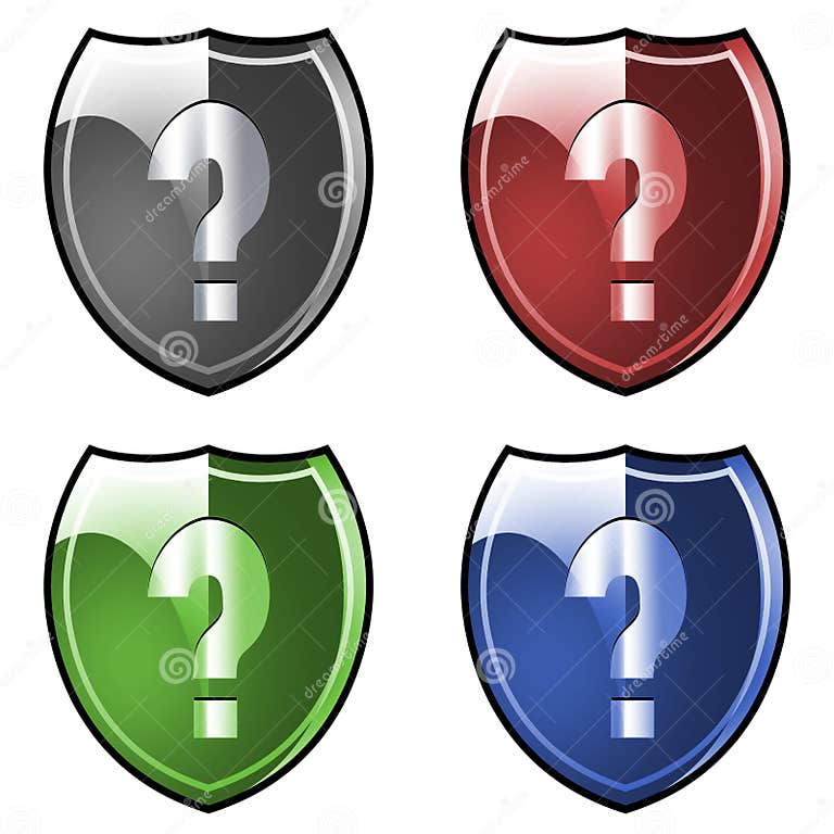 Shield question marks stock illustration. Illustration of icon - 4323410