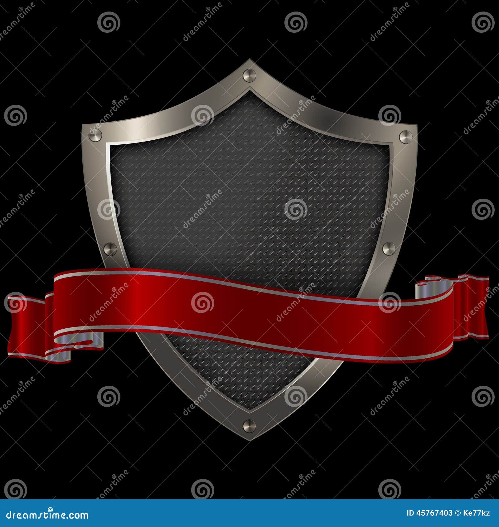 Shield and red banner. stock illustration. Illustration of design ...