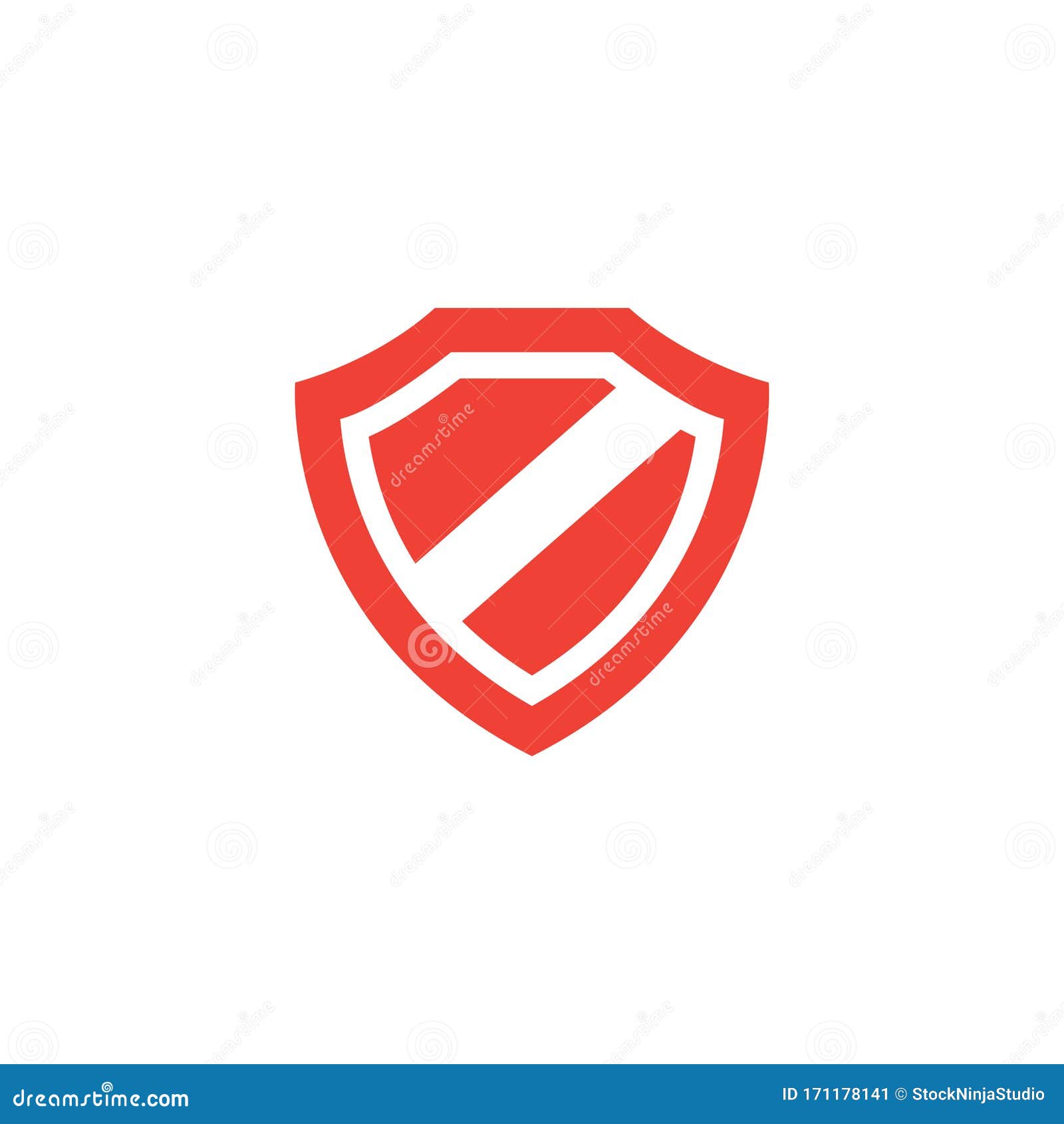Shield Red Icon on White Background. Red Flat Style Vector Illustration ...