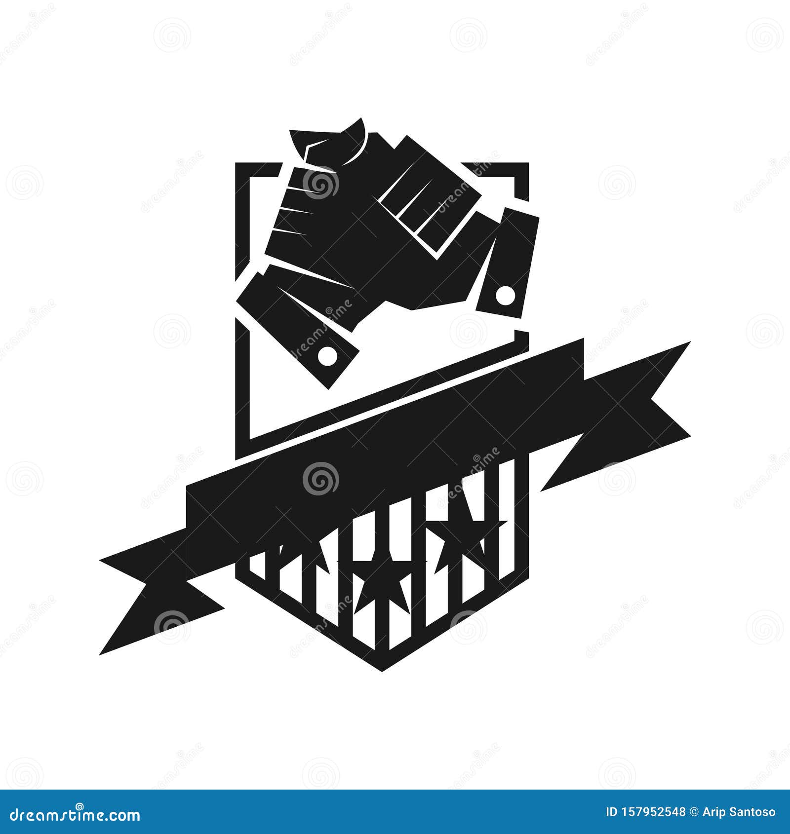 Shield Ribbon Empty Commitment Teamwork Together Black Logo Stock ...