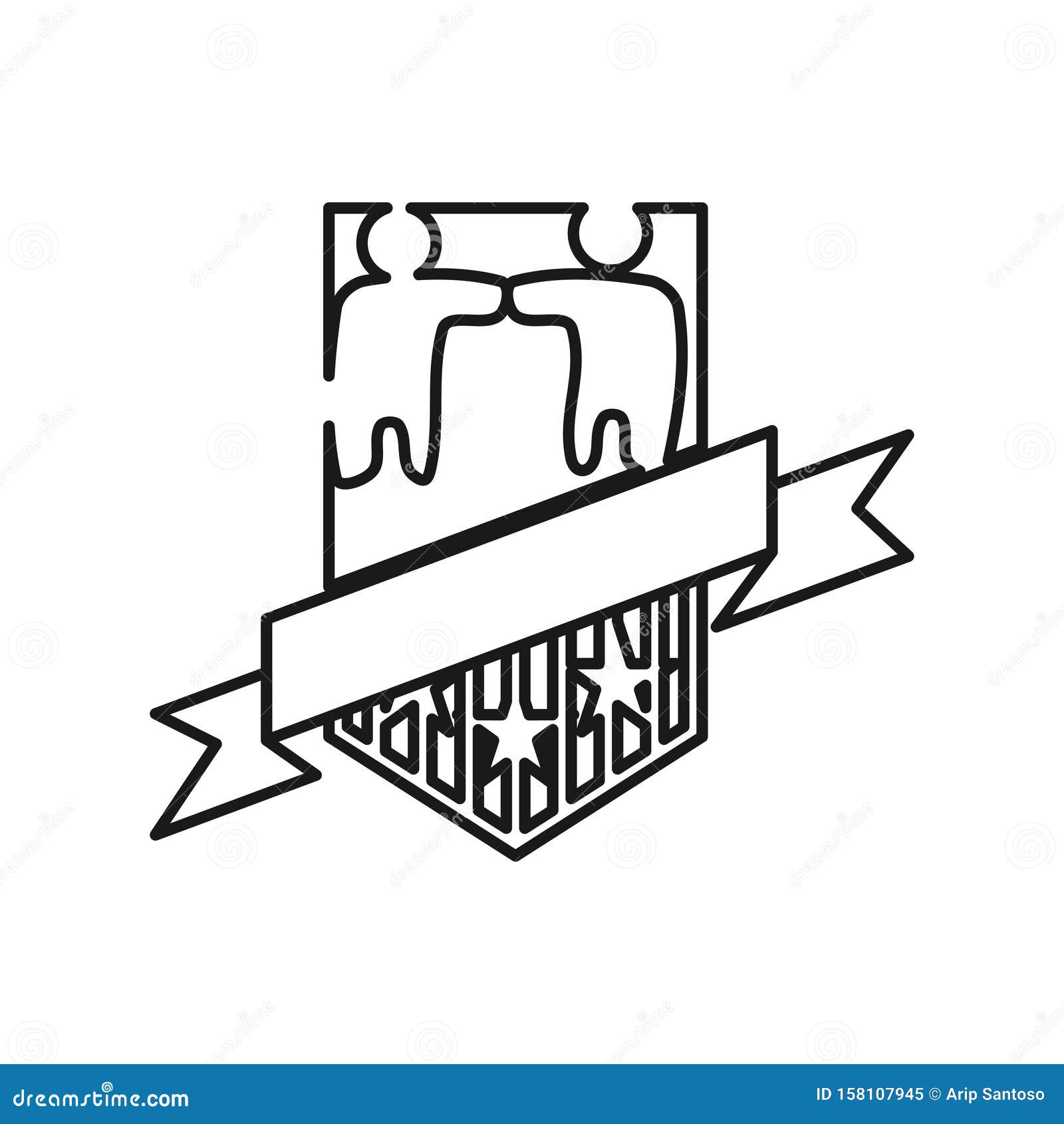 Shield Ribbon Empty Commitment Teamwork Together Outline Logo Stock Vector - Illustration of ...