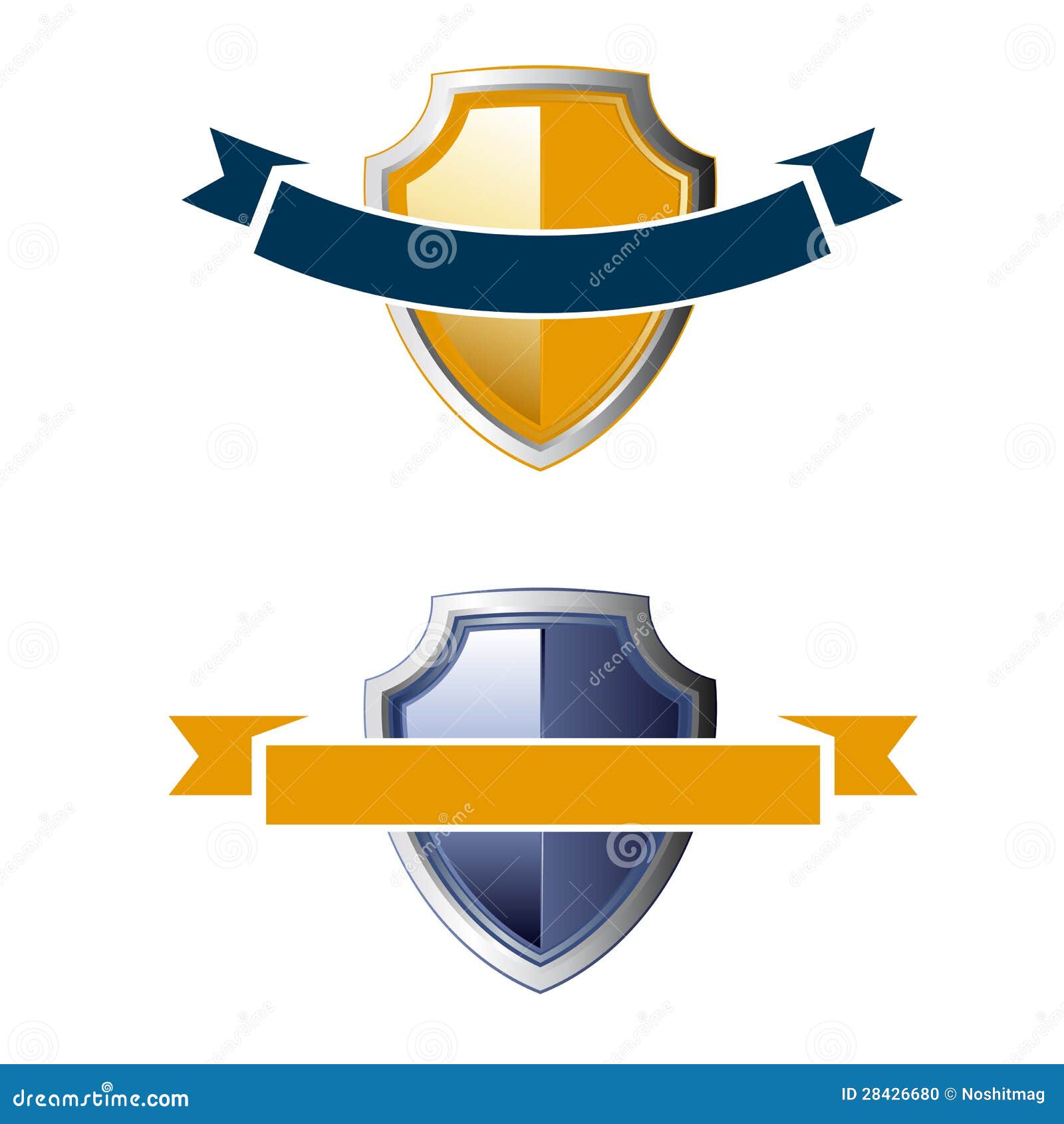 Shield ribbon icons stock vector. Illustration of metal - 28426680