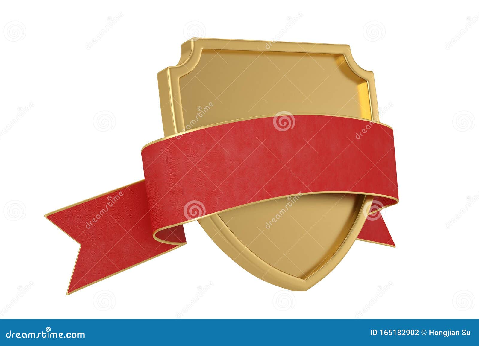 Shield with Ribbon Isolated on White Background. 3d Illustration Stock ...
