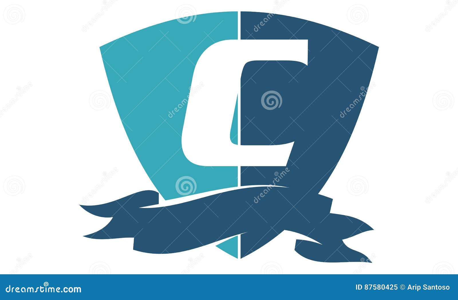 Shield Ribbon Letter C stock vector. Illustration of shield - 87580425
