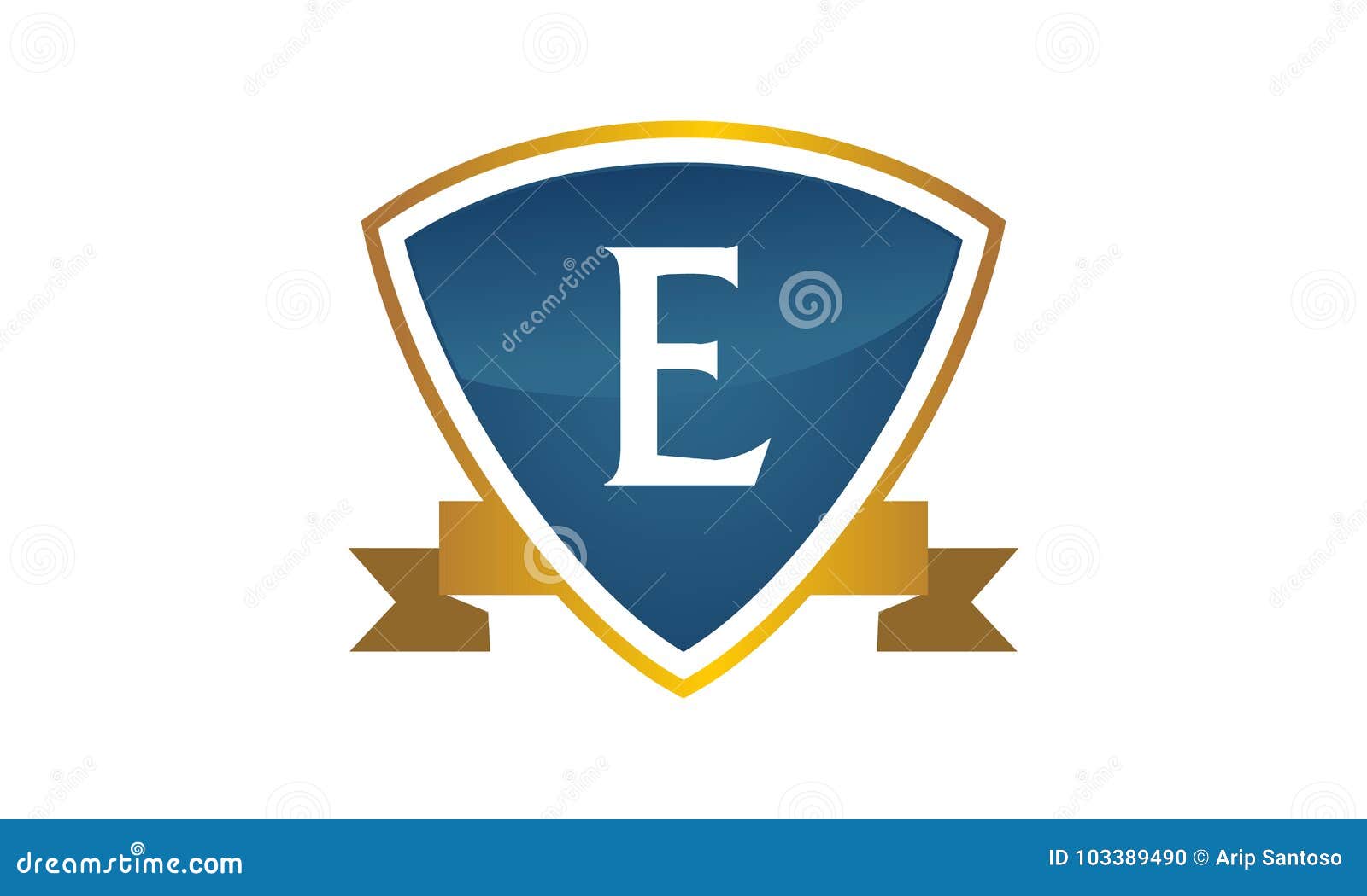 Shield Ribbon Letter E stock vector. Illustration of quality - 103389490