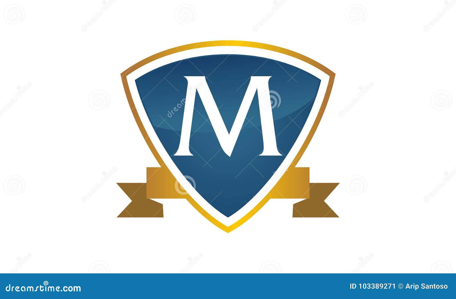 Shield Ribbon Letter M stock vector. Illustration of insurance - 103389271