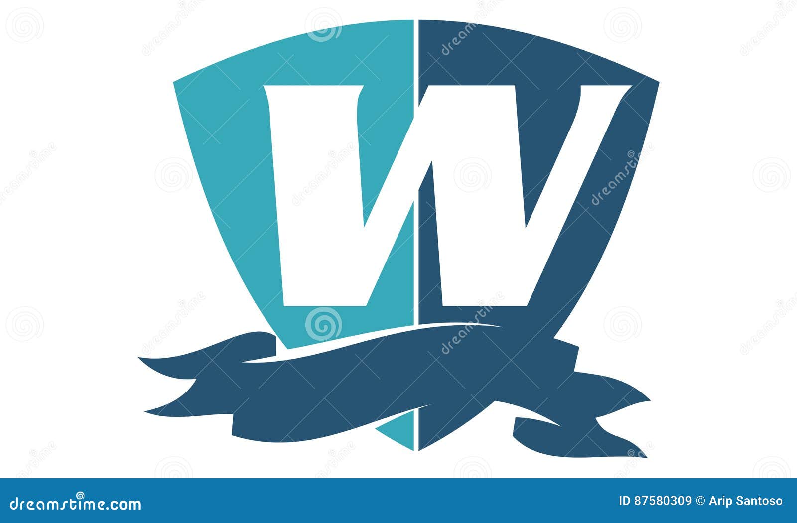 Shield Ribbon Letter W stock vector. Illustration of alphabet - 87580309