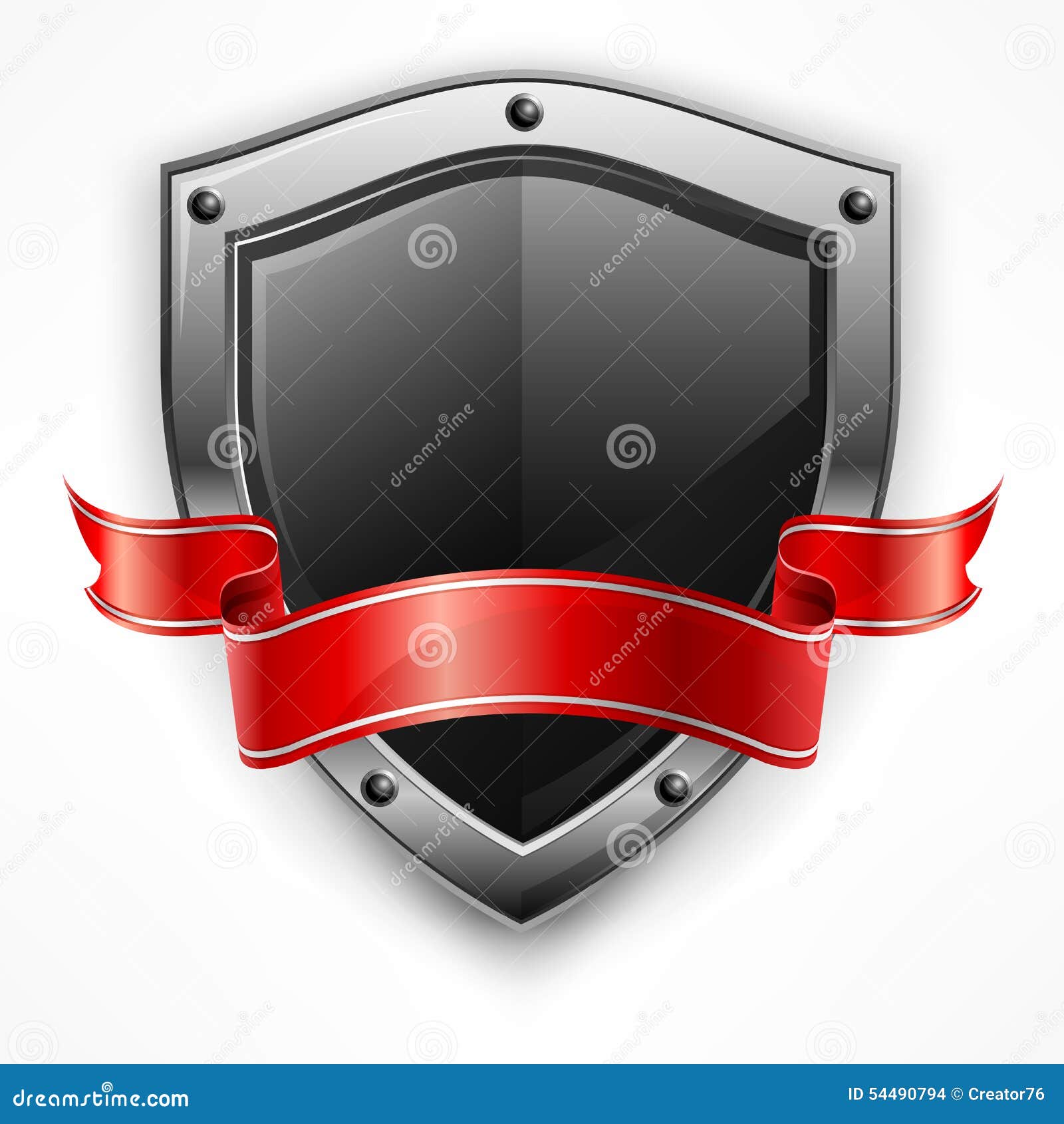 Shield with ribbon stock vector. Illustration of sign - 54490794