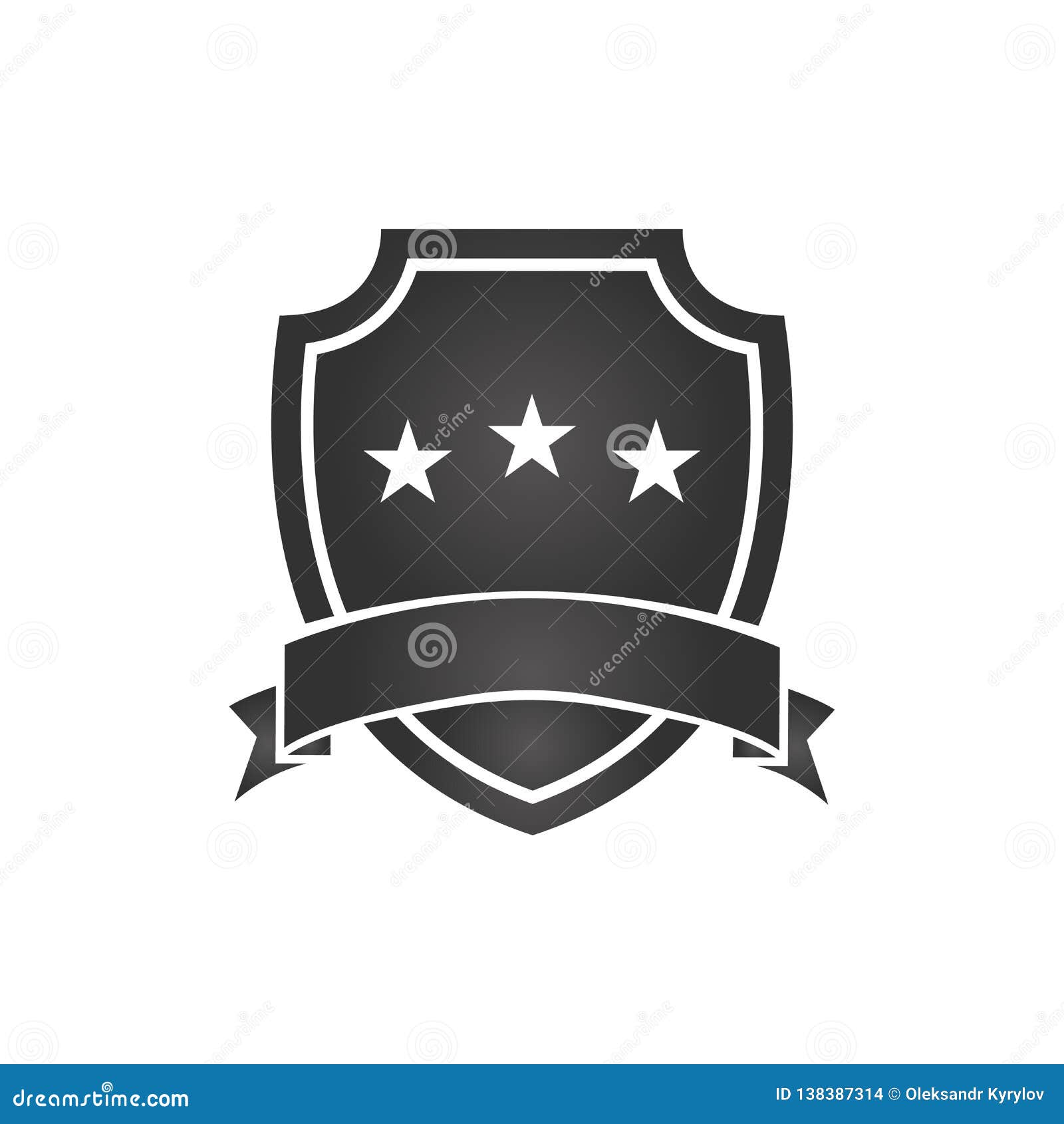 Shield with Ribbon and Three Stars, Vector Illustration Isolated on ...