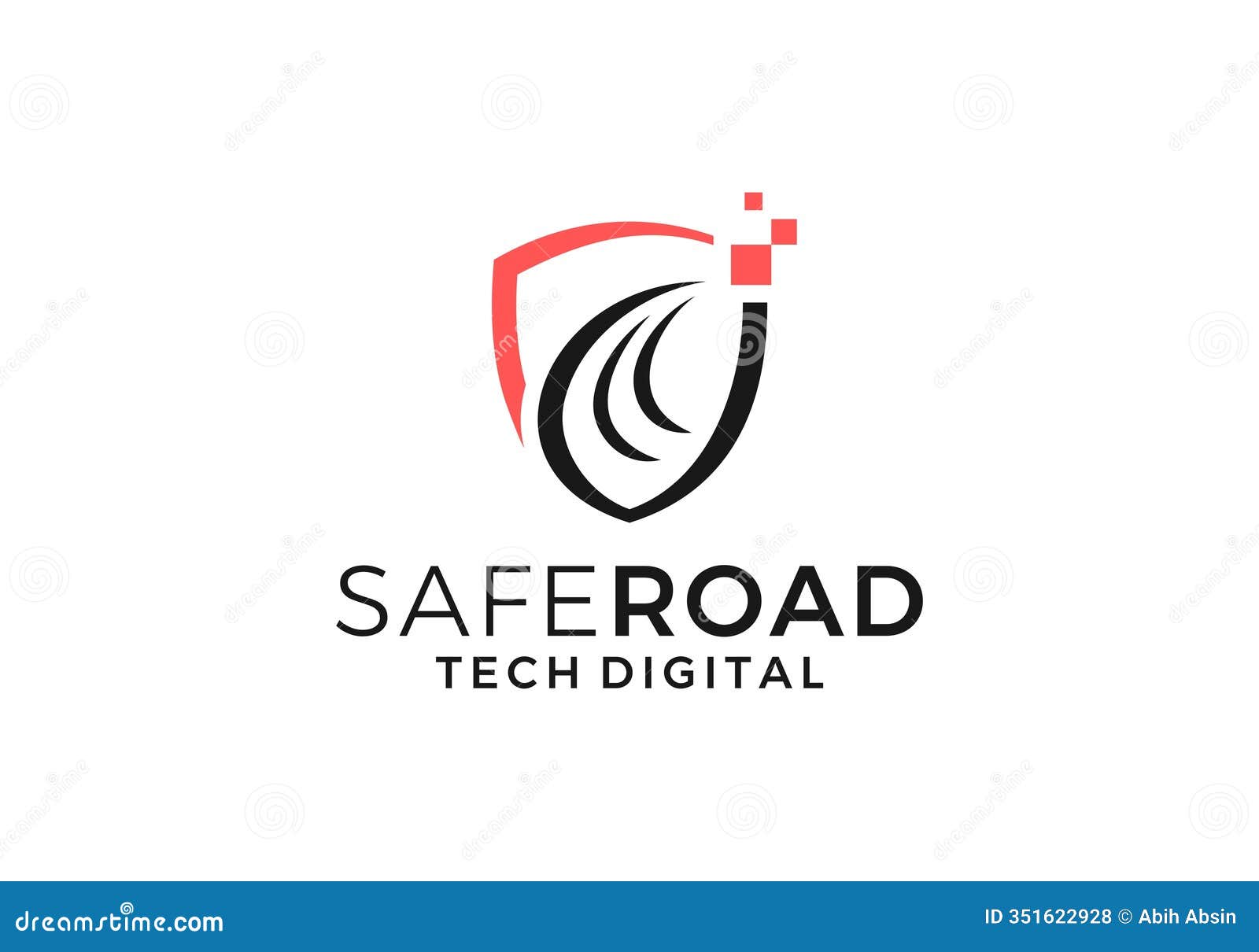 Shield and Road Street Digital Technology Logo Design Vector Stock ...