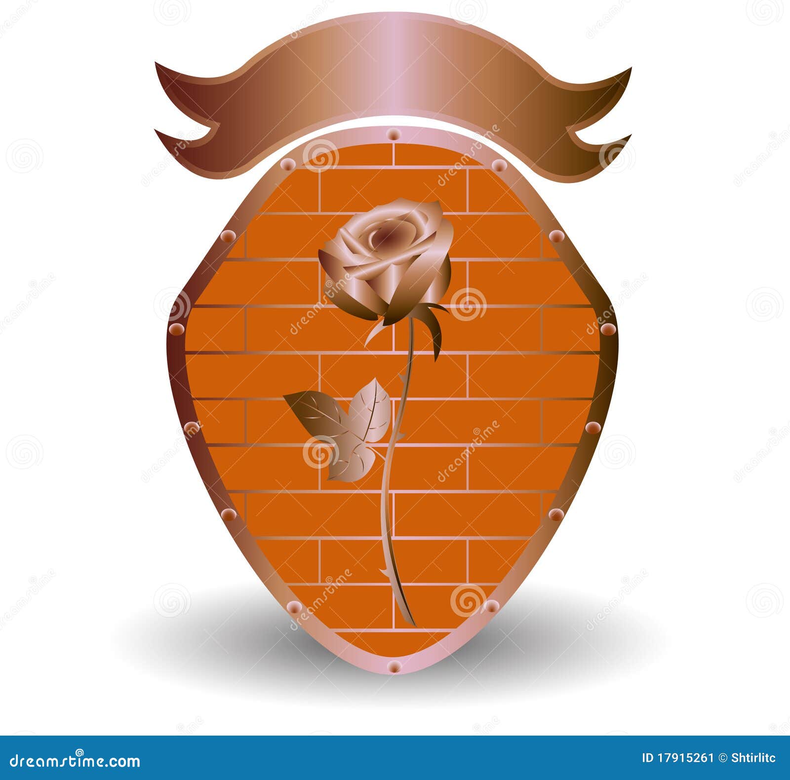 Shield and rose stock vector. Illustration of power, brick - 17915261