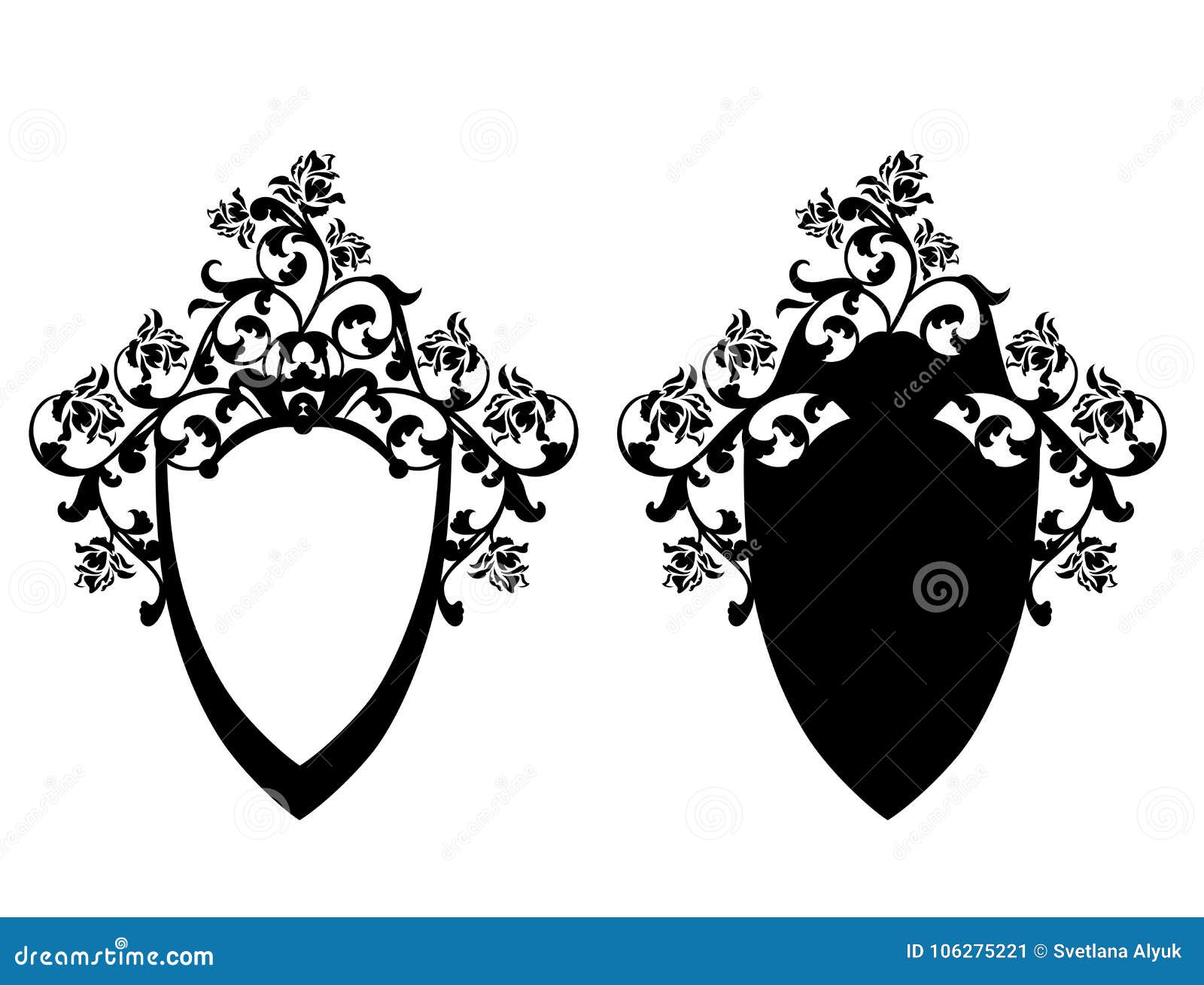 Shield among Rose Flowers Vector Design Stock Vector - Illustration of ...
